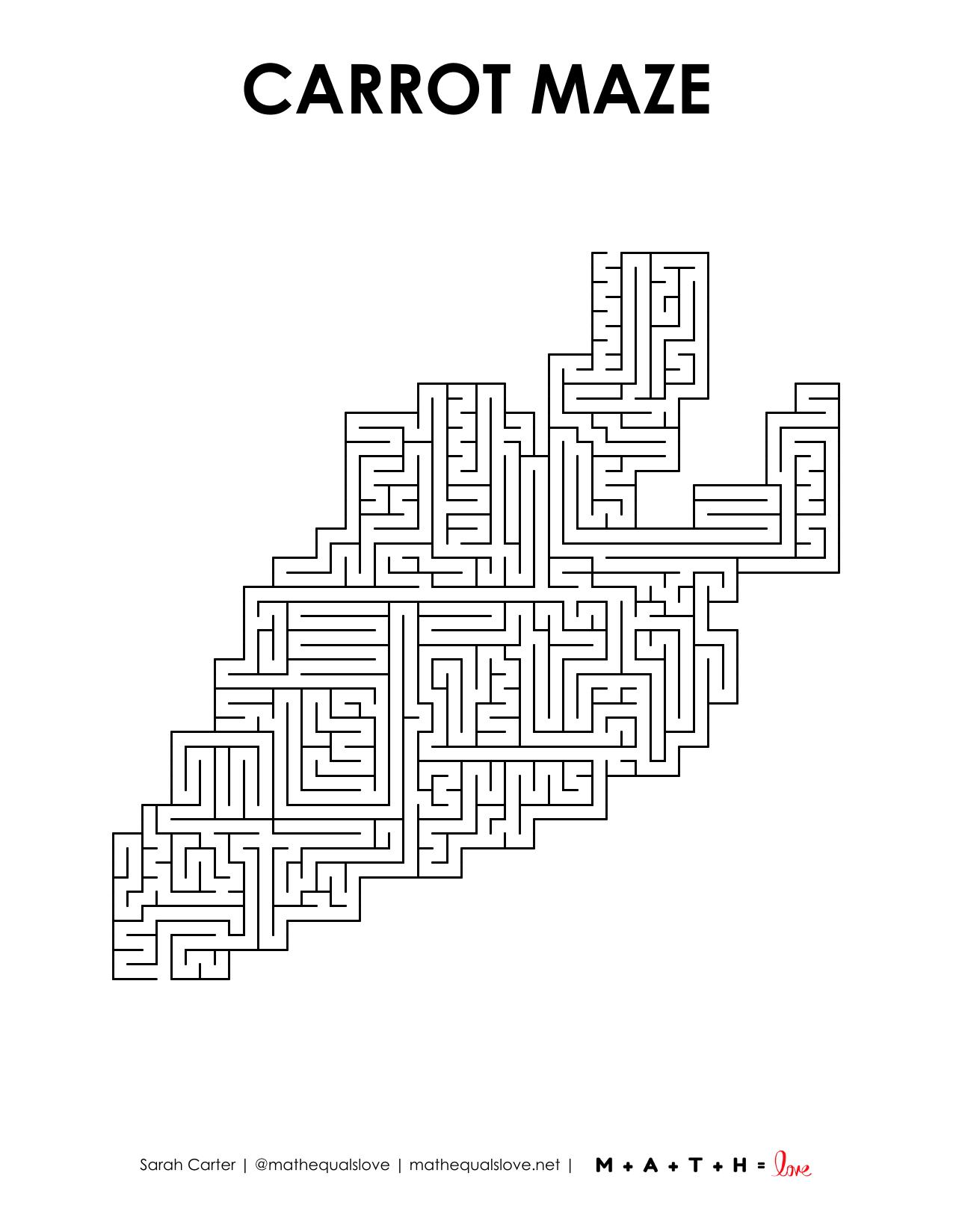 Carrot Maze Printable for Spring or Easter | Math = Love