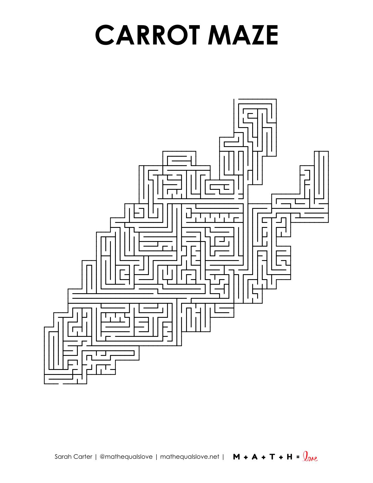 Carrot Maze Printable for Spring or Easter | Math = Love