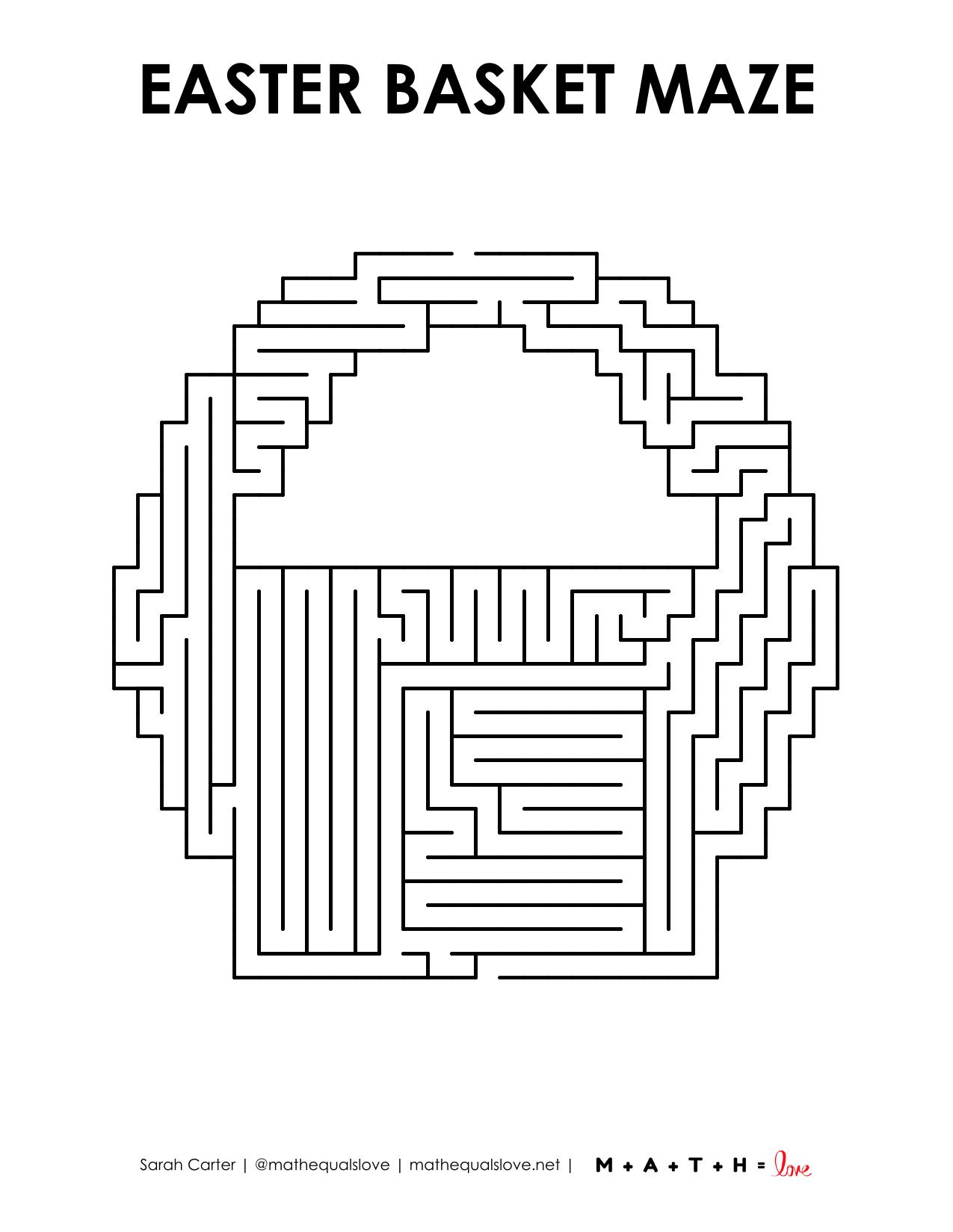 Easter Basket Maze Printable | Math = Love