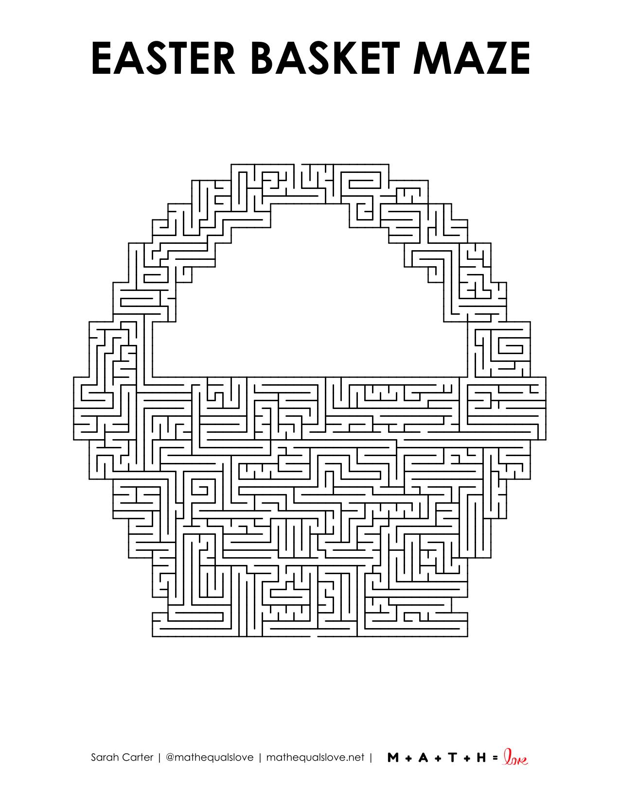 Easter Basket Maze Printable | Math = Love