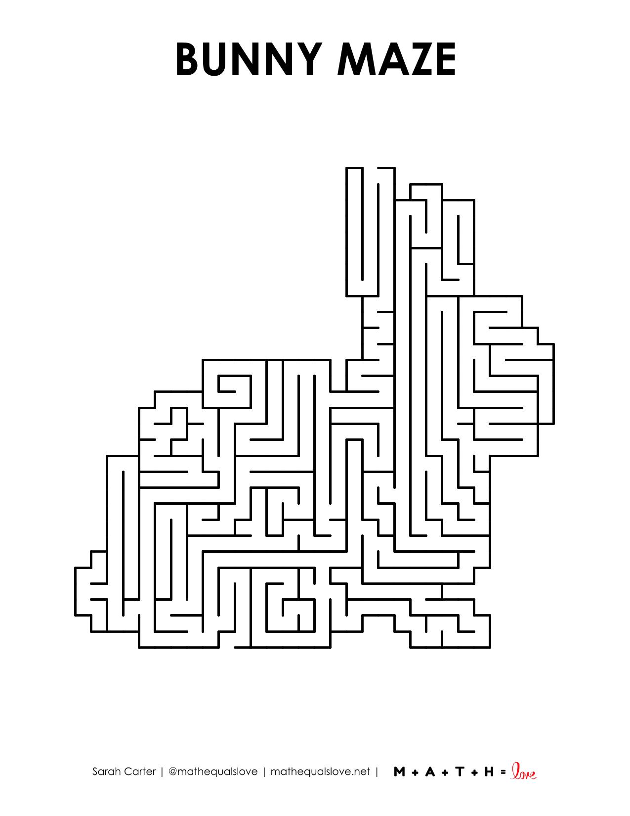 Easter Bunny Maze Printable | Math = Love