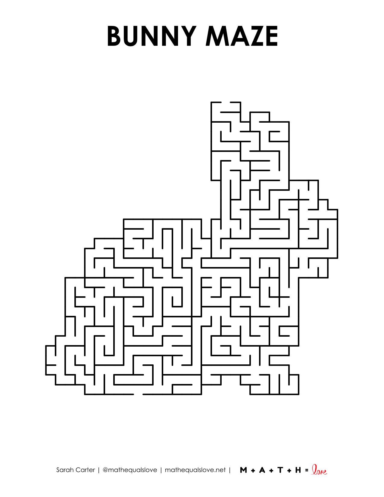 Easter Bunny Maze Printable | Math = Love