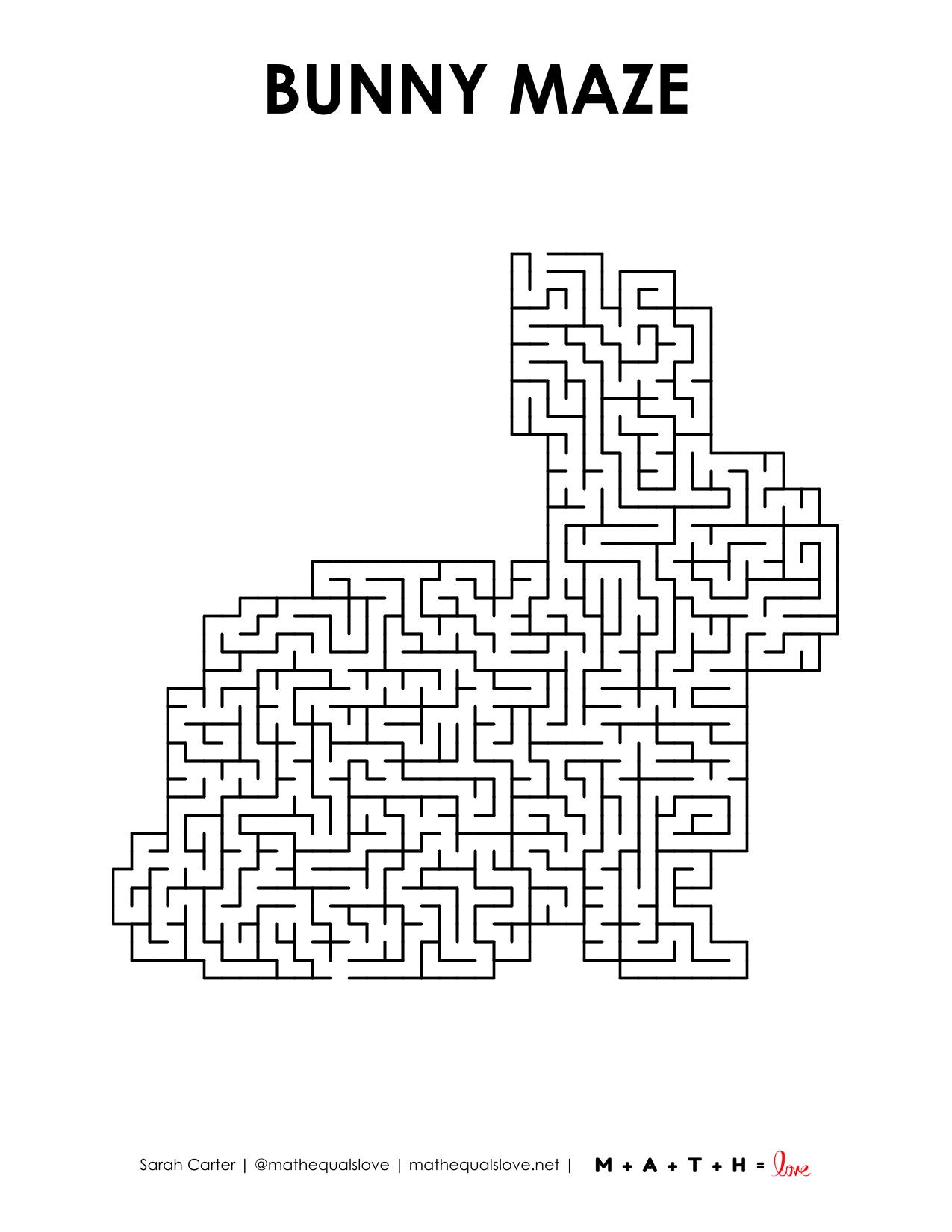Easter Bunny Maze Printable | Math = Love