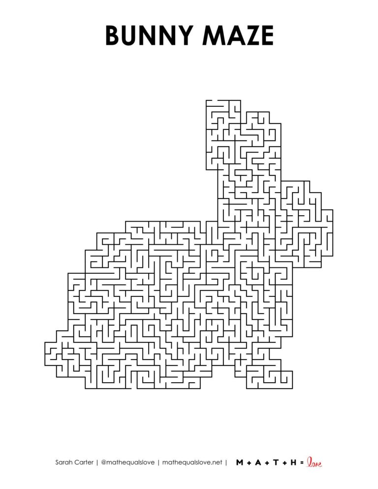Easter Bunny Maze Printable | Math = Love