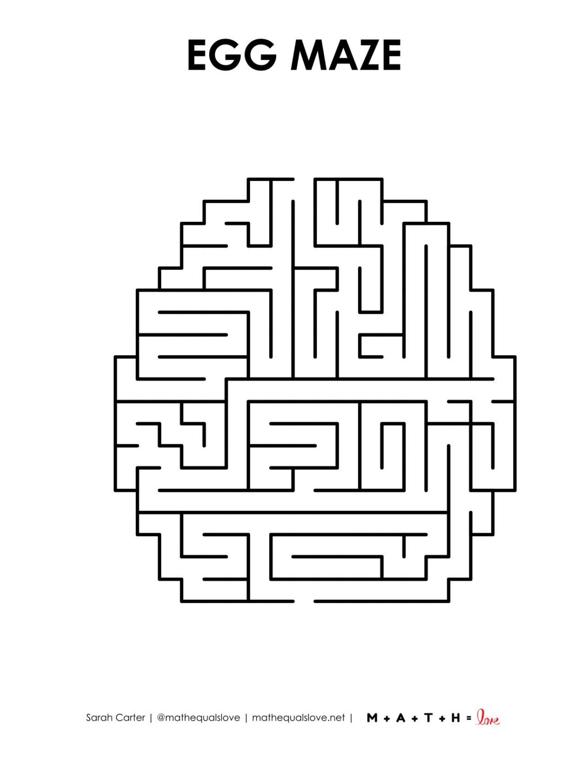 Easter Egg Maze Printable | Math = Love