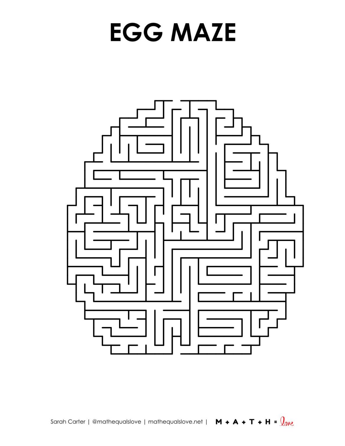Easter Egg Maze Printable | Math = Love