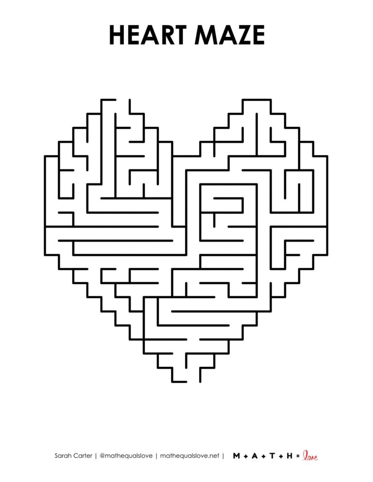 Heart Maze Printable for Valentine's Day | Math = Love
