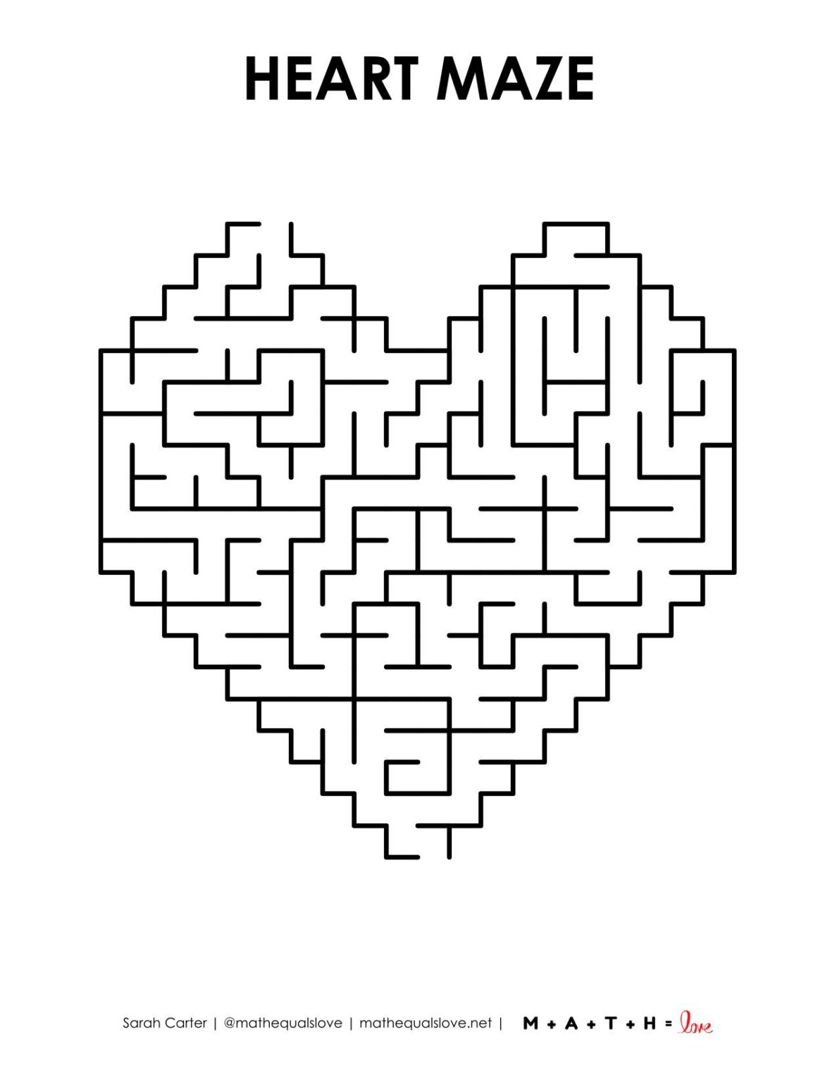 Heart Maze Printable for Valentine's Day | Math = Love