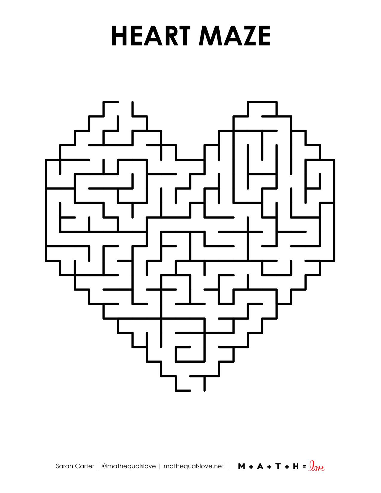 Heart Maze Printable for Valentine's Day | Math = Love