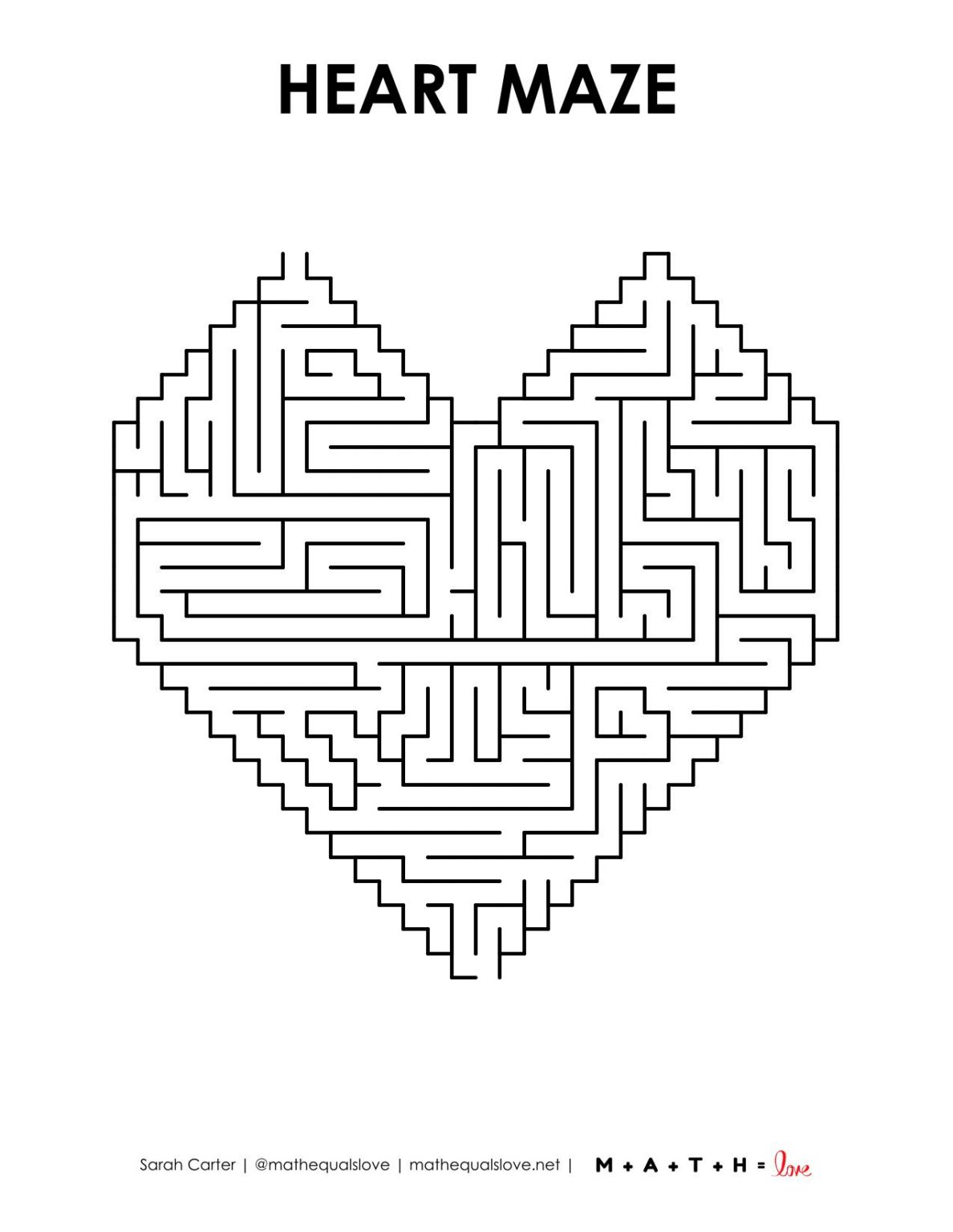 Heart Maze Printable for Valentine's Day | Math = Love