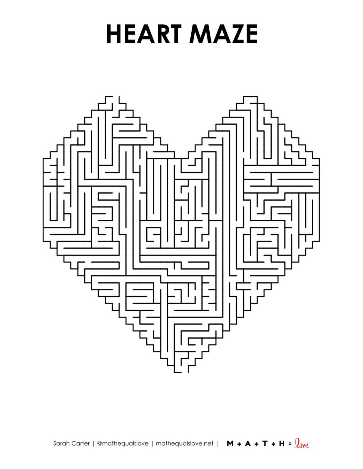 Heart Maze Printable for Valentine's Day | Math = Love