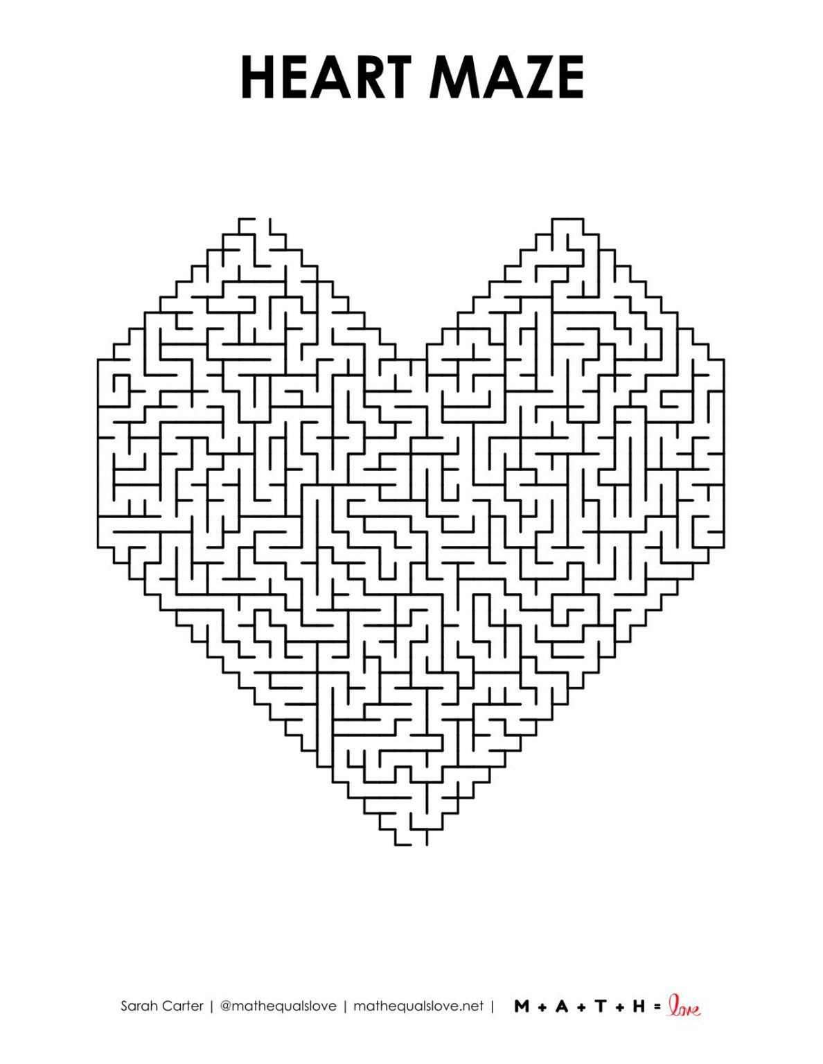 Heart Maze Printable for Valentine's Day | Math = Love