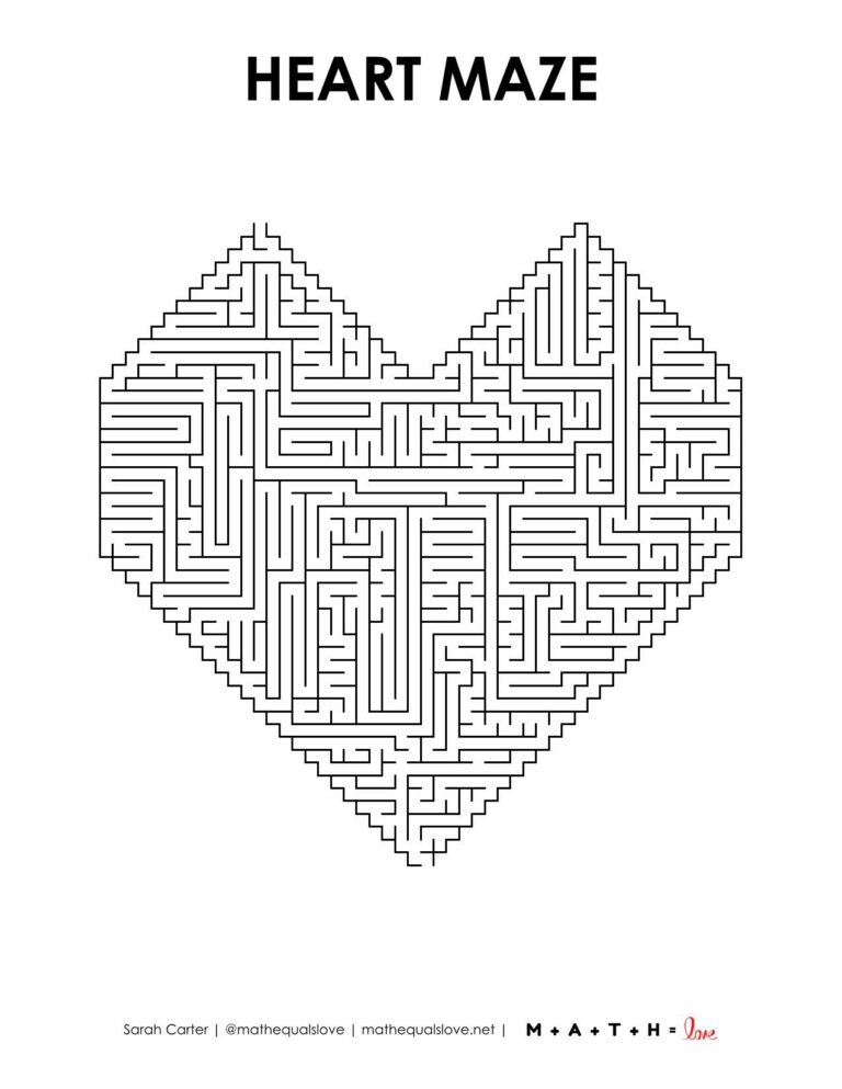 Heart Maze Printable for Valentine's Day | Math = Love