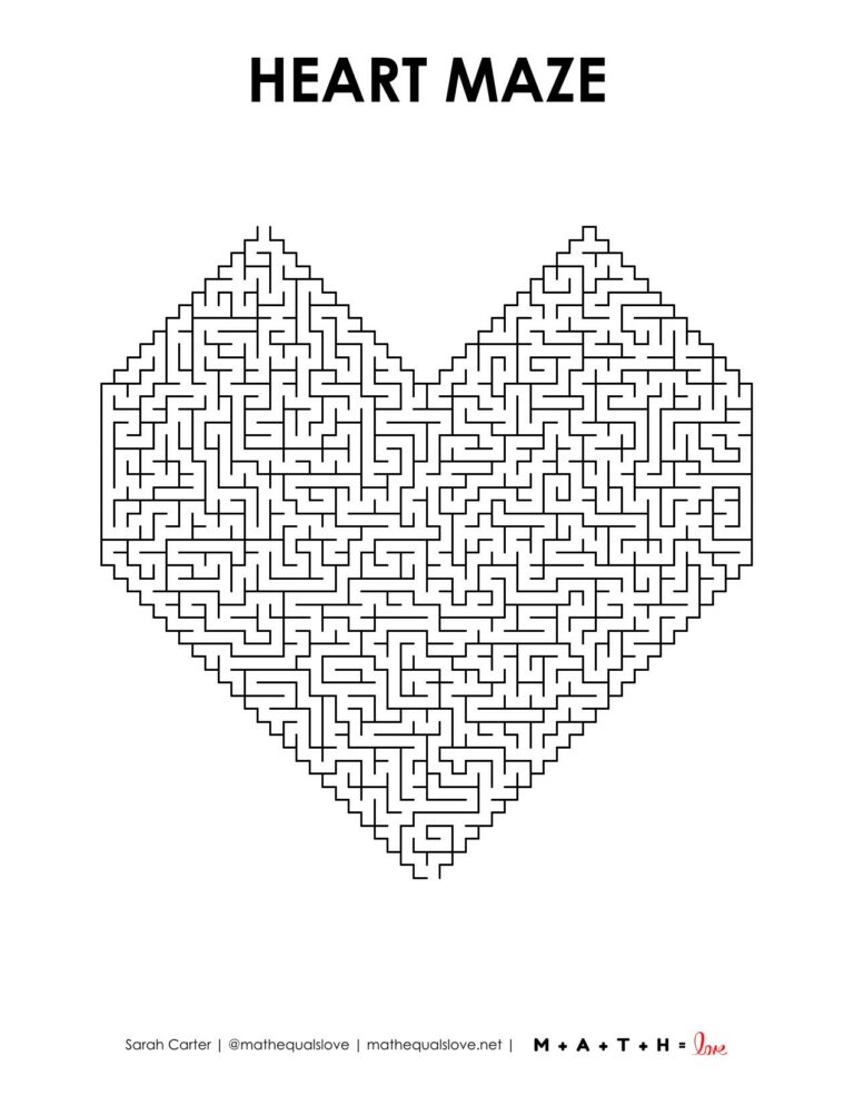 Heart Maze Printable for Valentine's Day | Math = Love