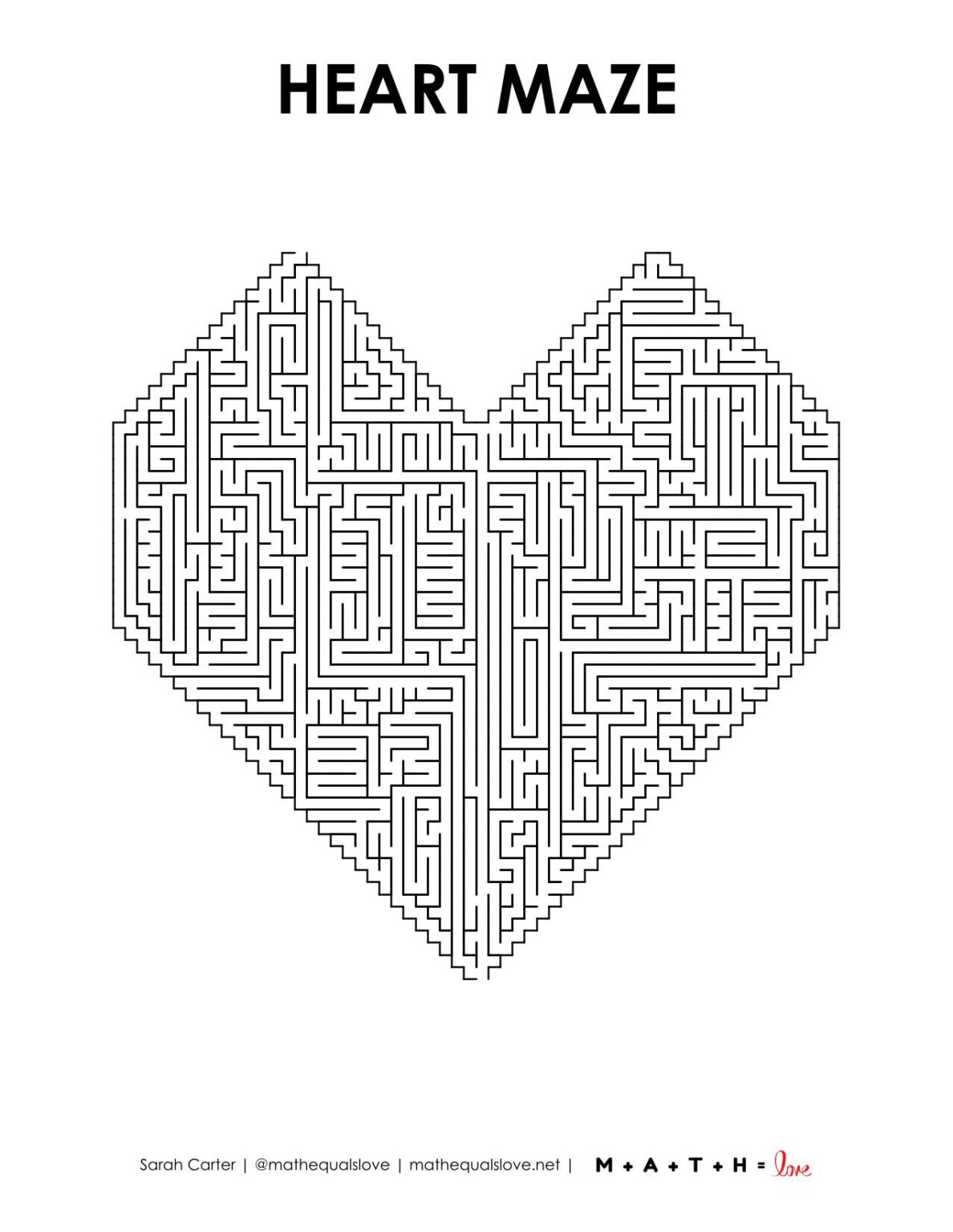 Heart Maze Printable for Valentine's Day | Math = Love