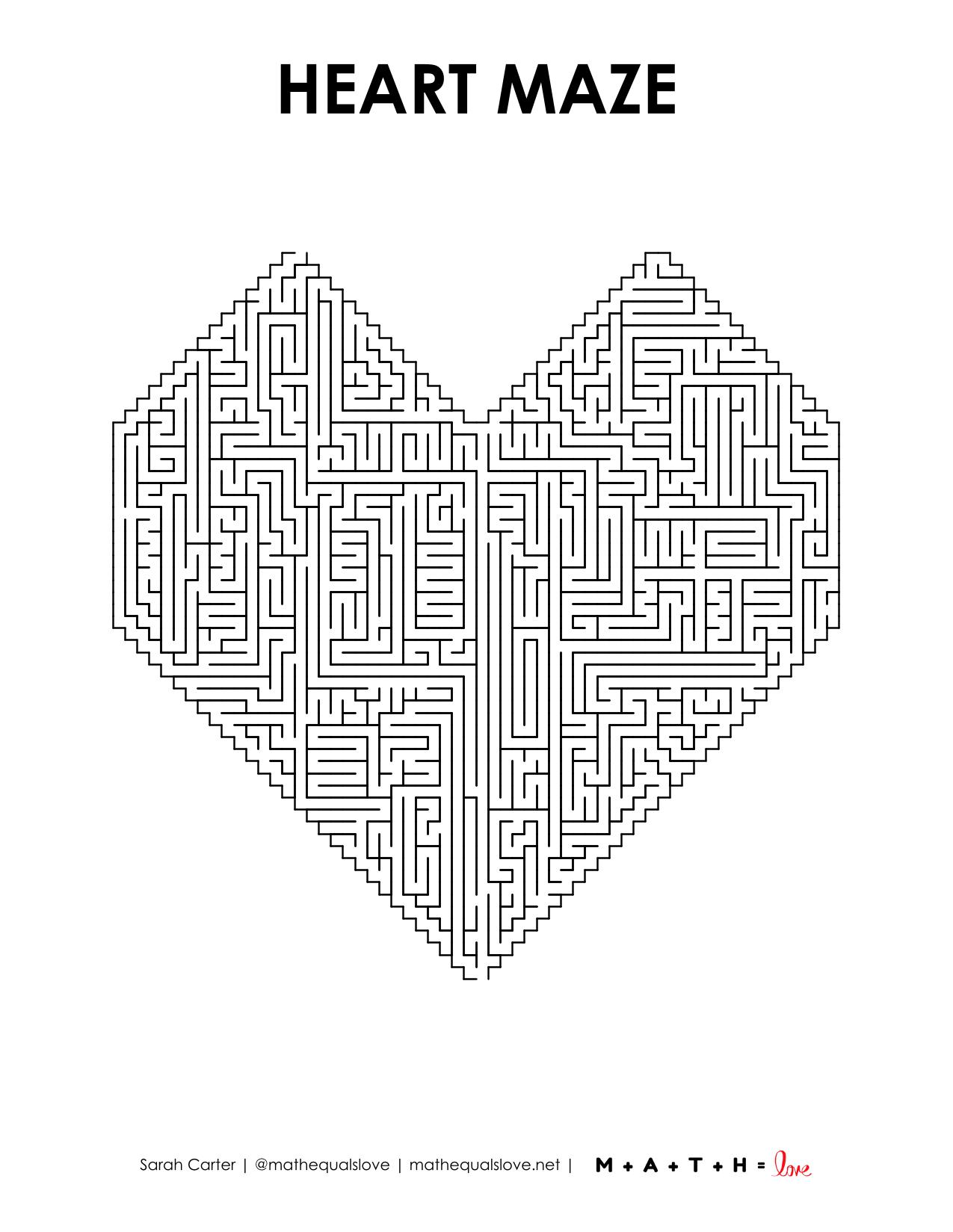 Heart Maze Printable for Valentine's Day | Math = Love