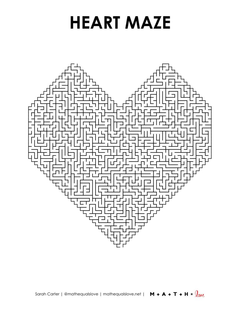 Heart Maze Printable for Valentine's Day | Math = Love