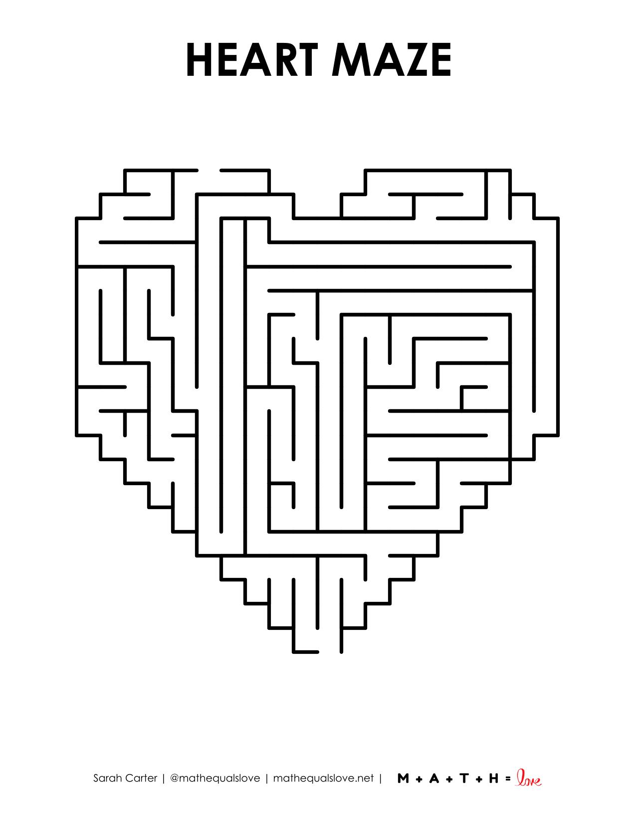 Heart Maze Printable for Valentine's Day | Math = Love
