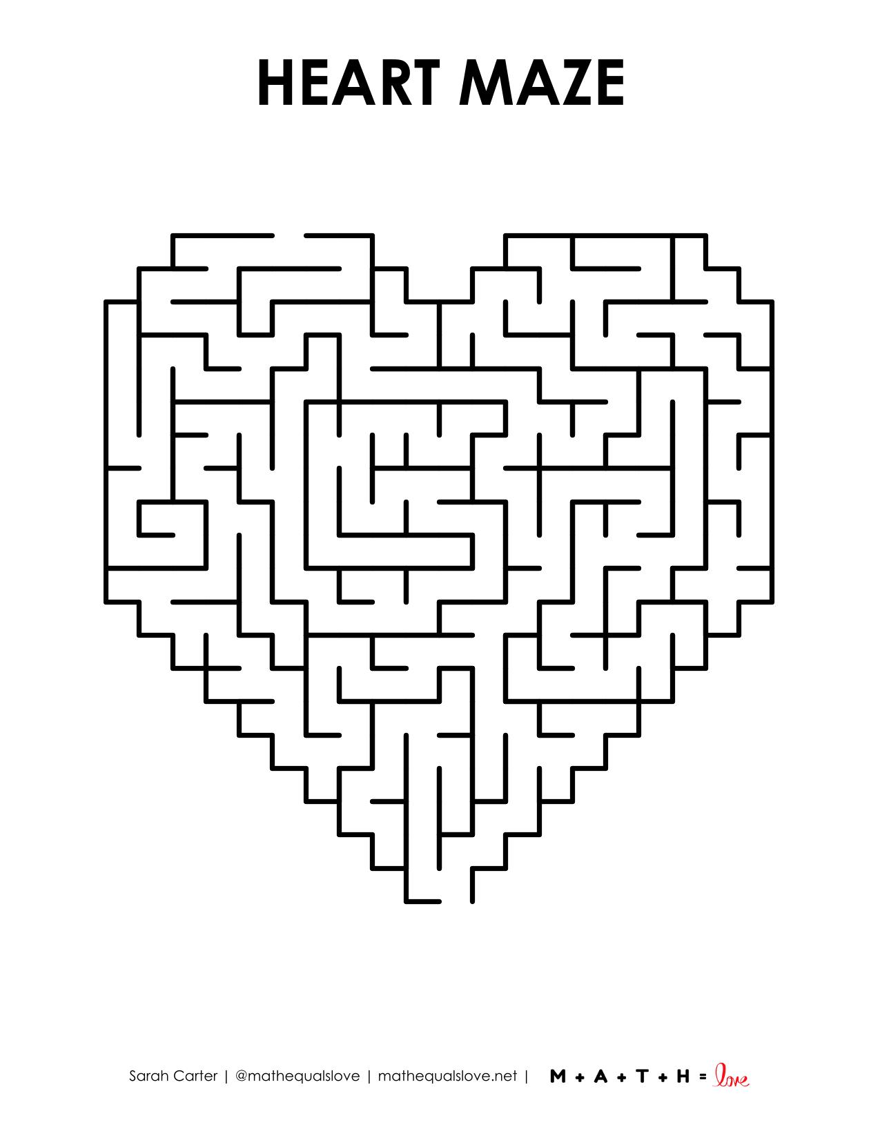 Heart Maze Printable for Valentine's Day | Math = Love