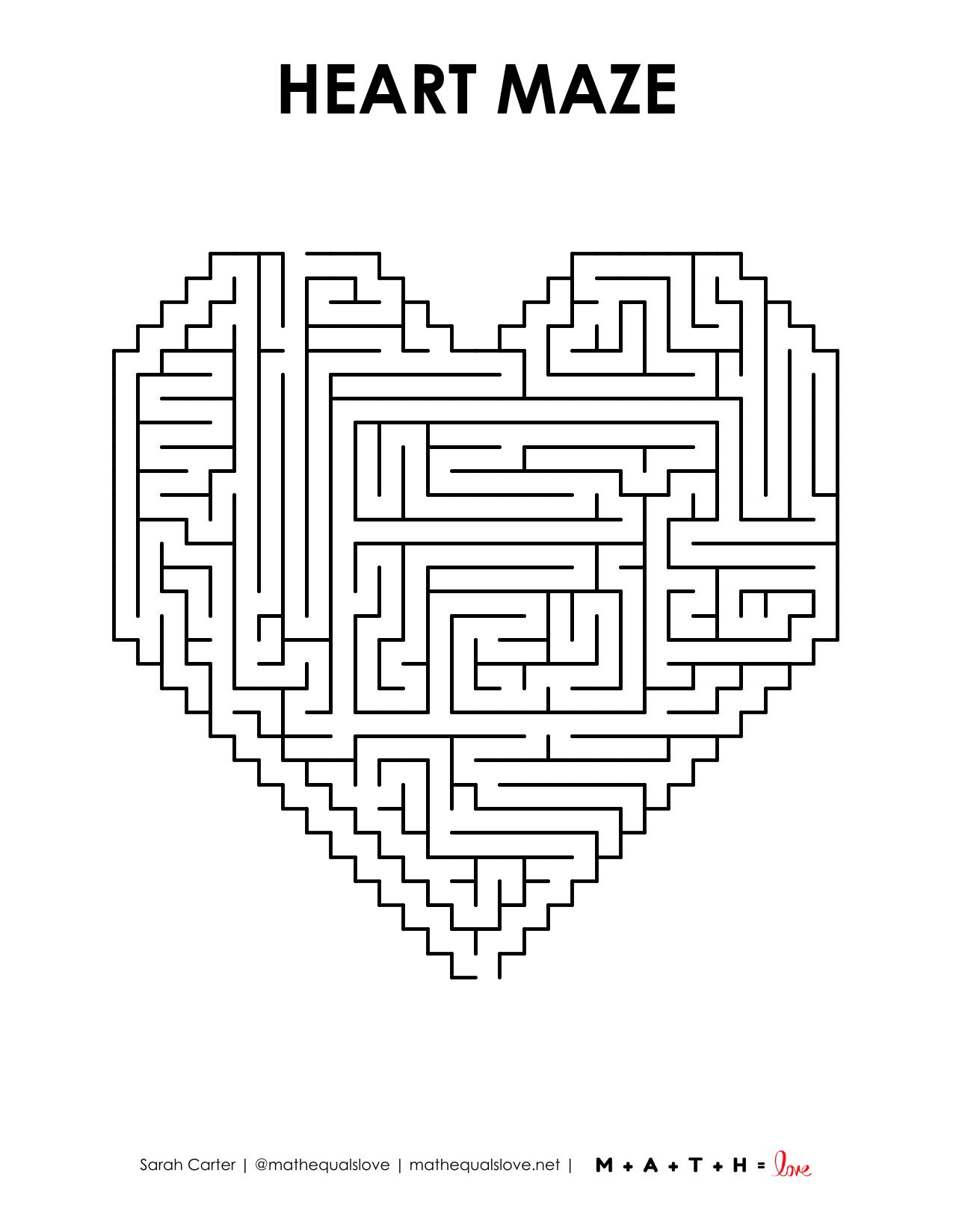Heart Maze Printable for Valentine's Day | Math = Love