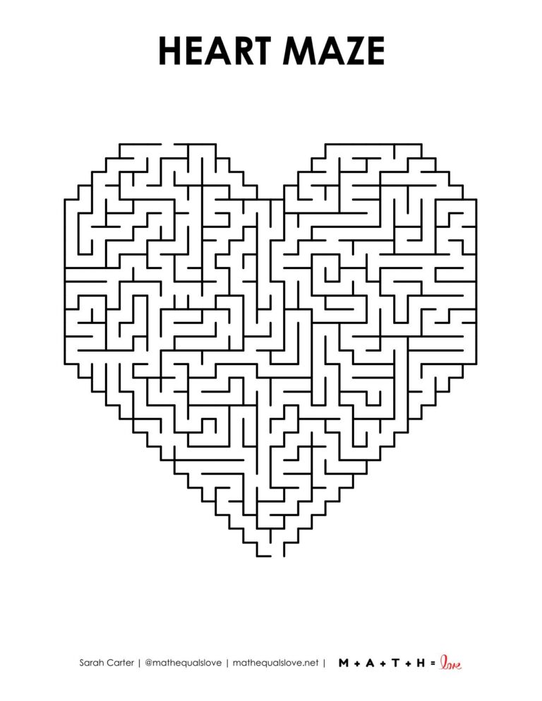 Heart Maze Printable for Valentine's Day | Math = Love