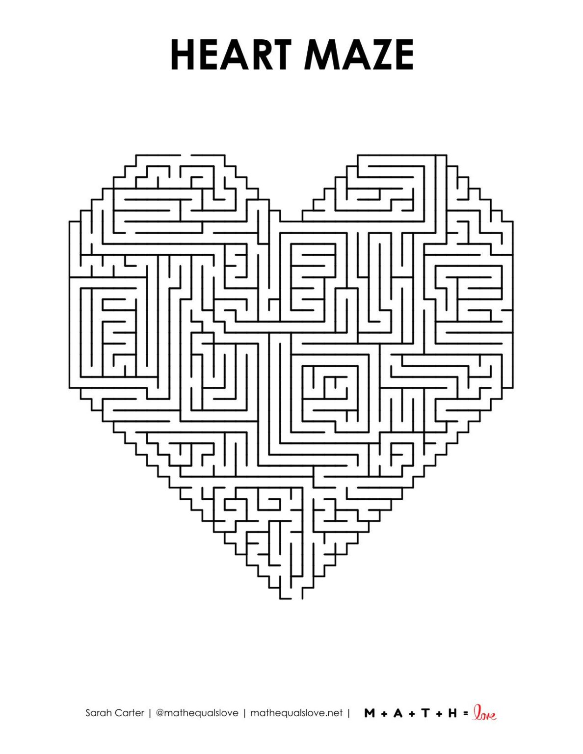 Heart Maze Printable for Valentine's Day | Math = Love