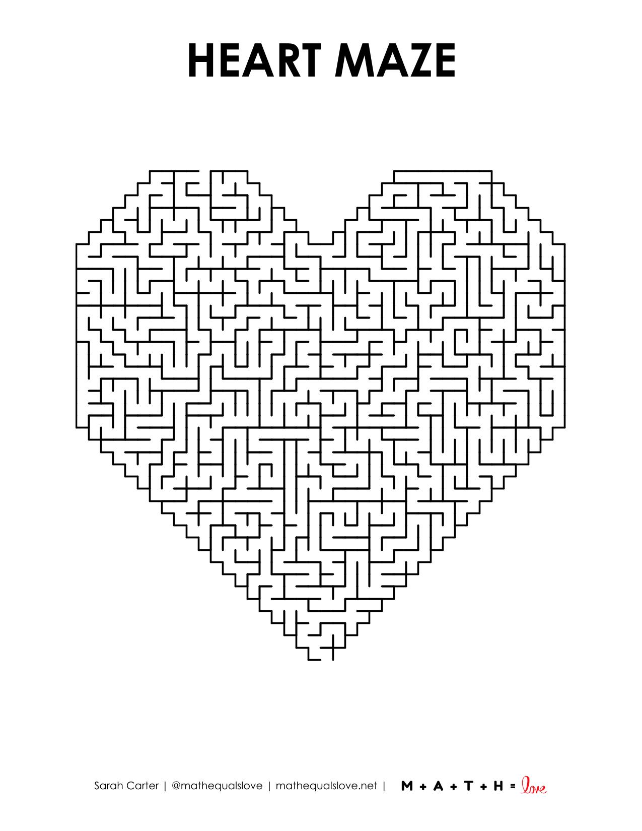 Heart Maze Printable for Valentine's Day | Math = Love