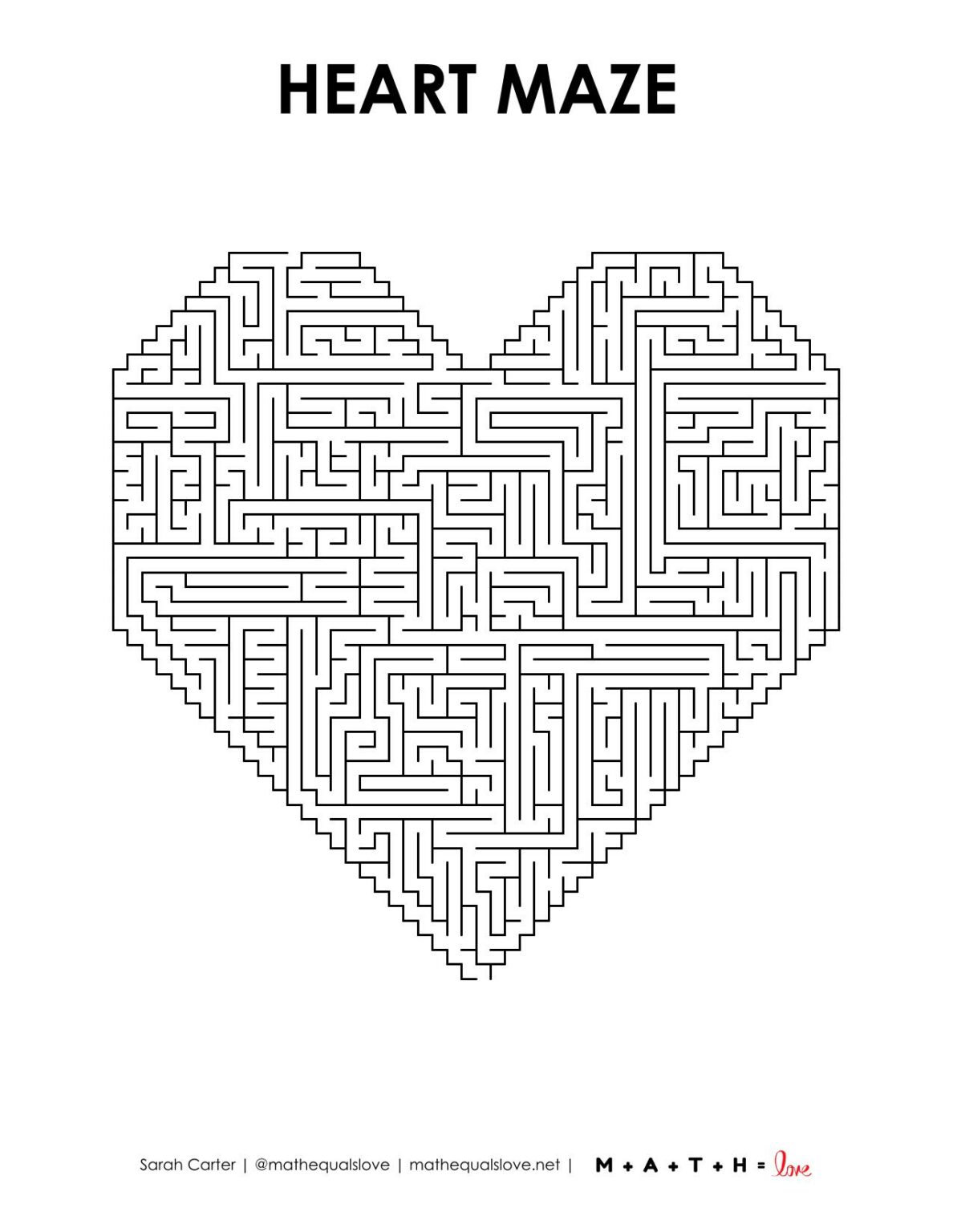 Heart Maze Printable for Valentine's Day | Math = Love