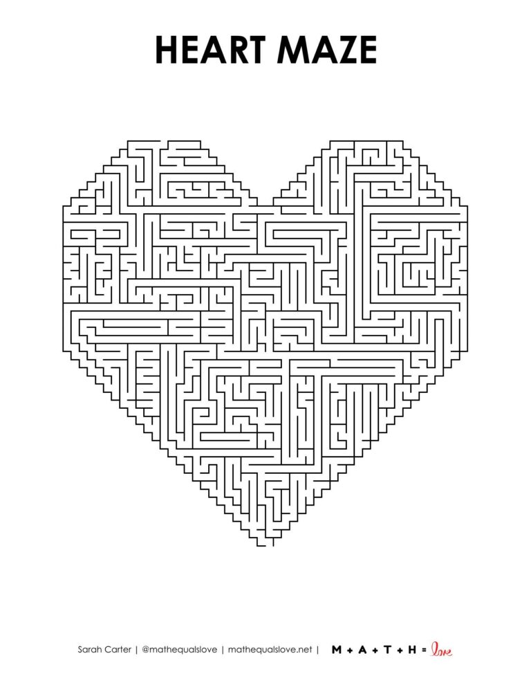 Heart Maze Printable for Valentine's Day | Math = Love