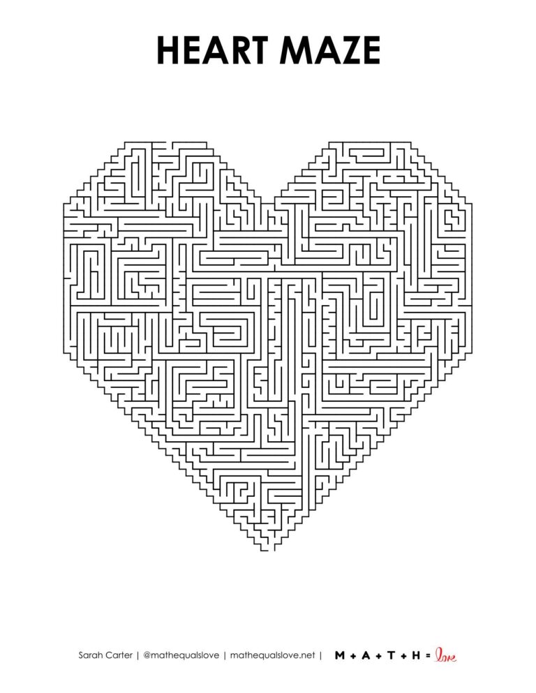 Heart Maze Printable for Valentine's Day | Math = Love