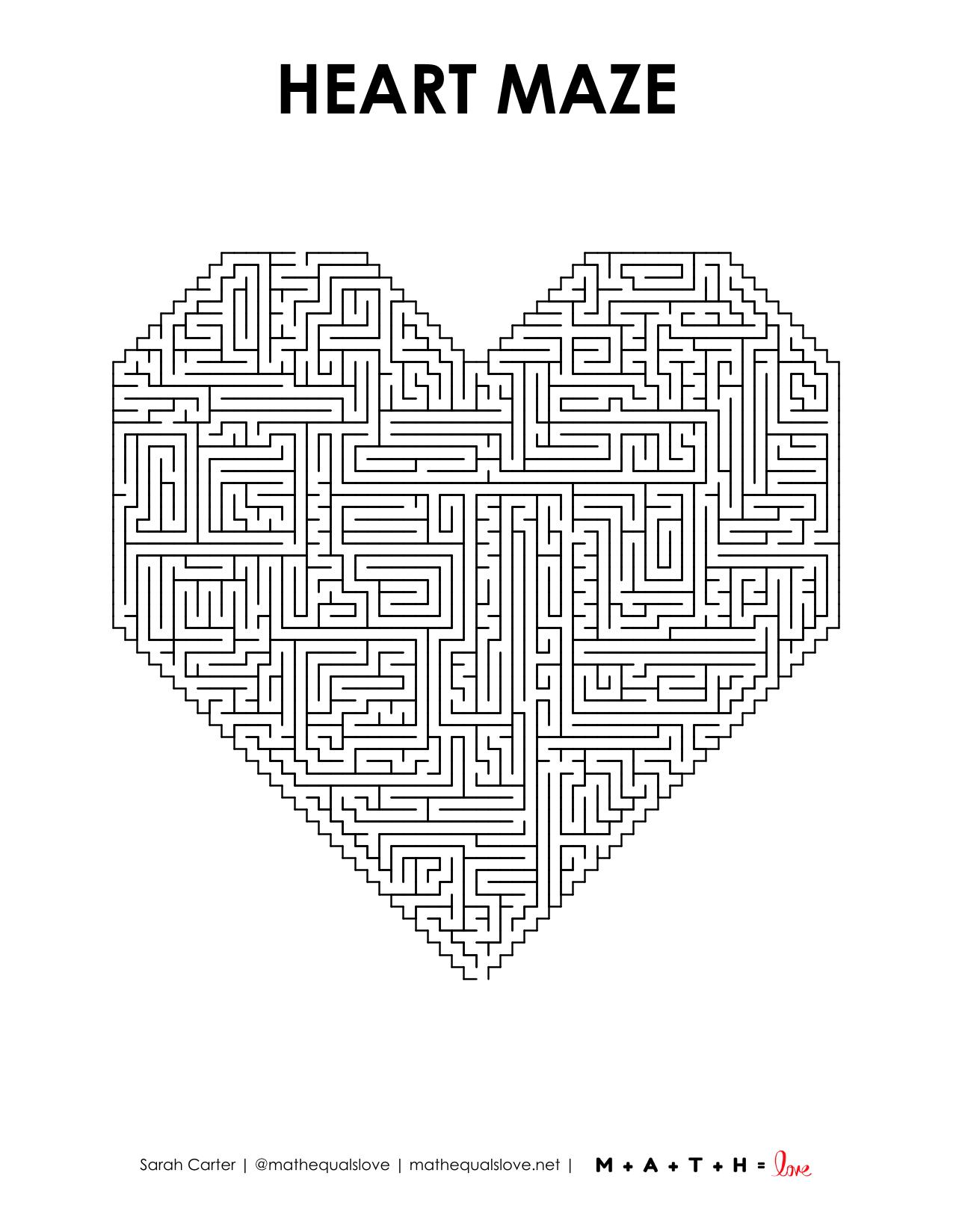 Heart Maze Printable for Valentine's Day | Math = Love