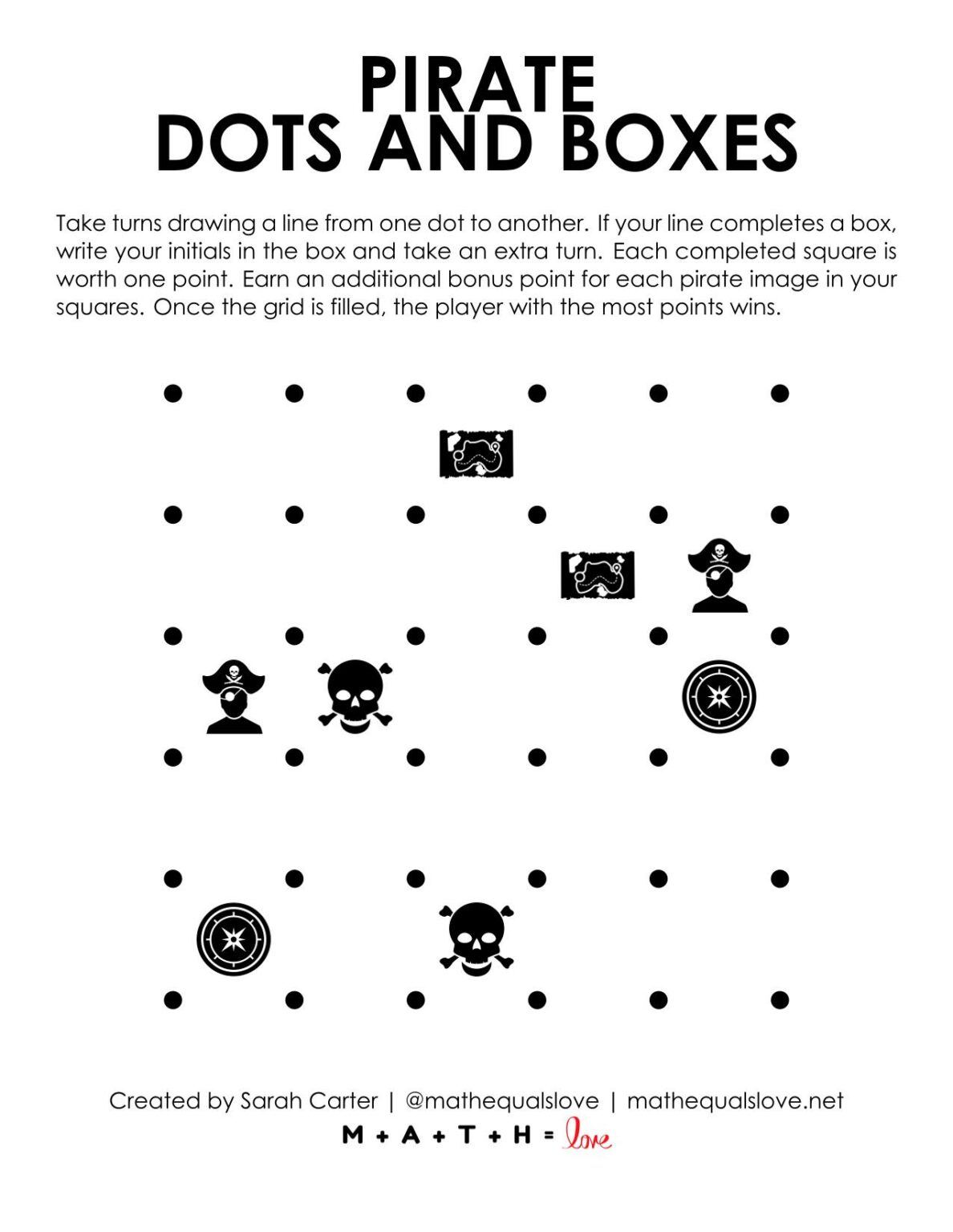 Pirate Dots and Boxes Game | Math = Love