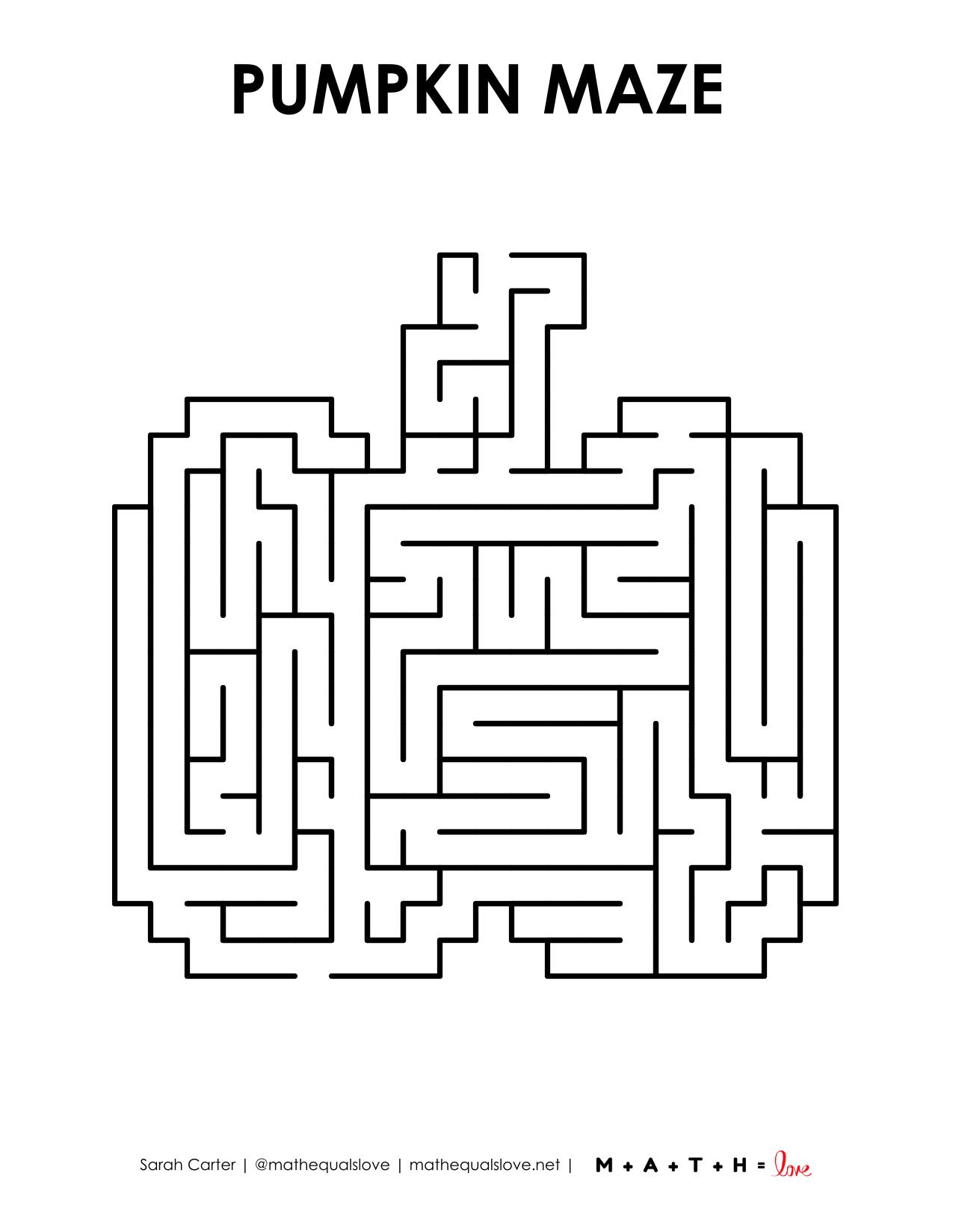 Pumpkin Maze Printable for Fall or Halloween | Math = Love