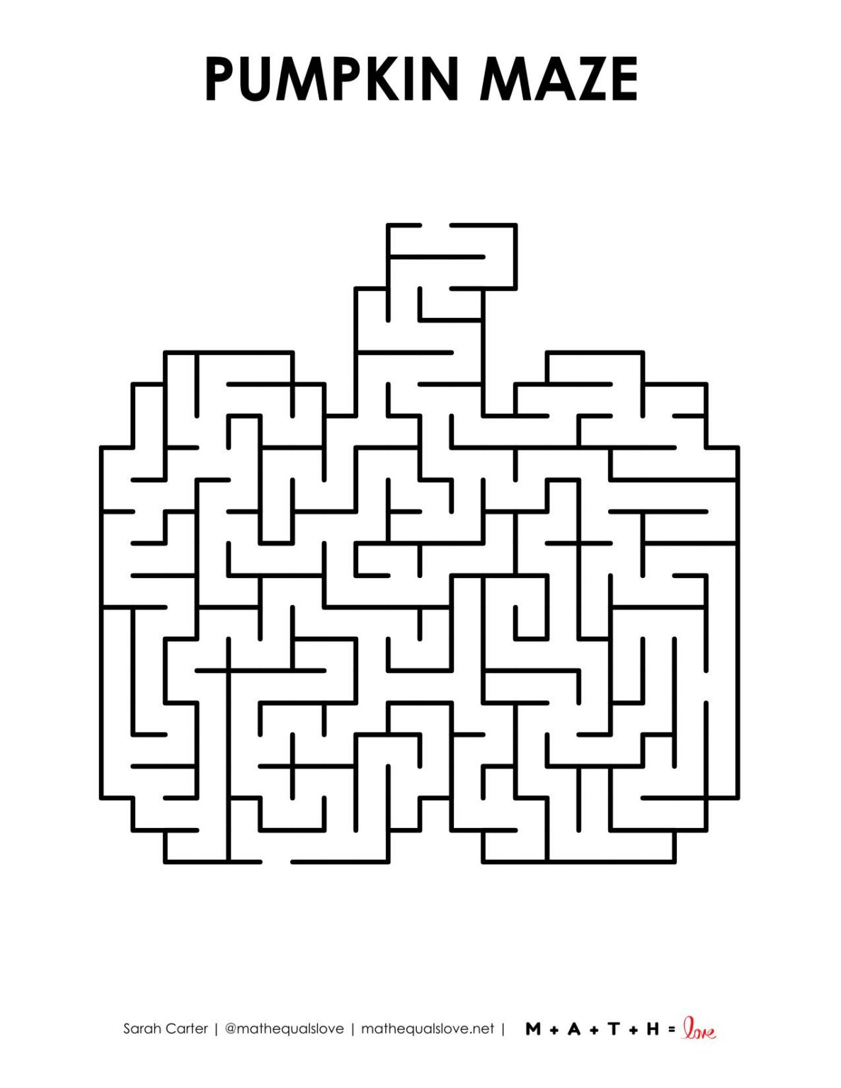 Pumpkin Maze Printable for Fall or Halloween | Math = Love