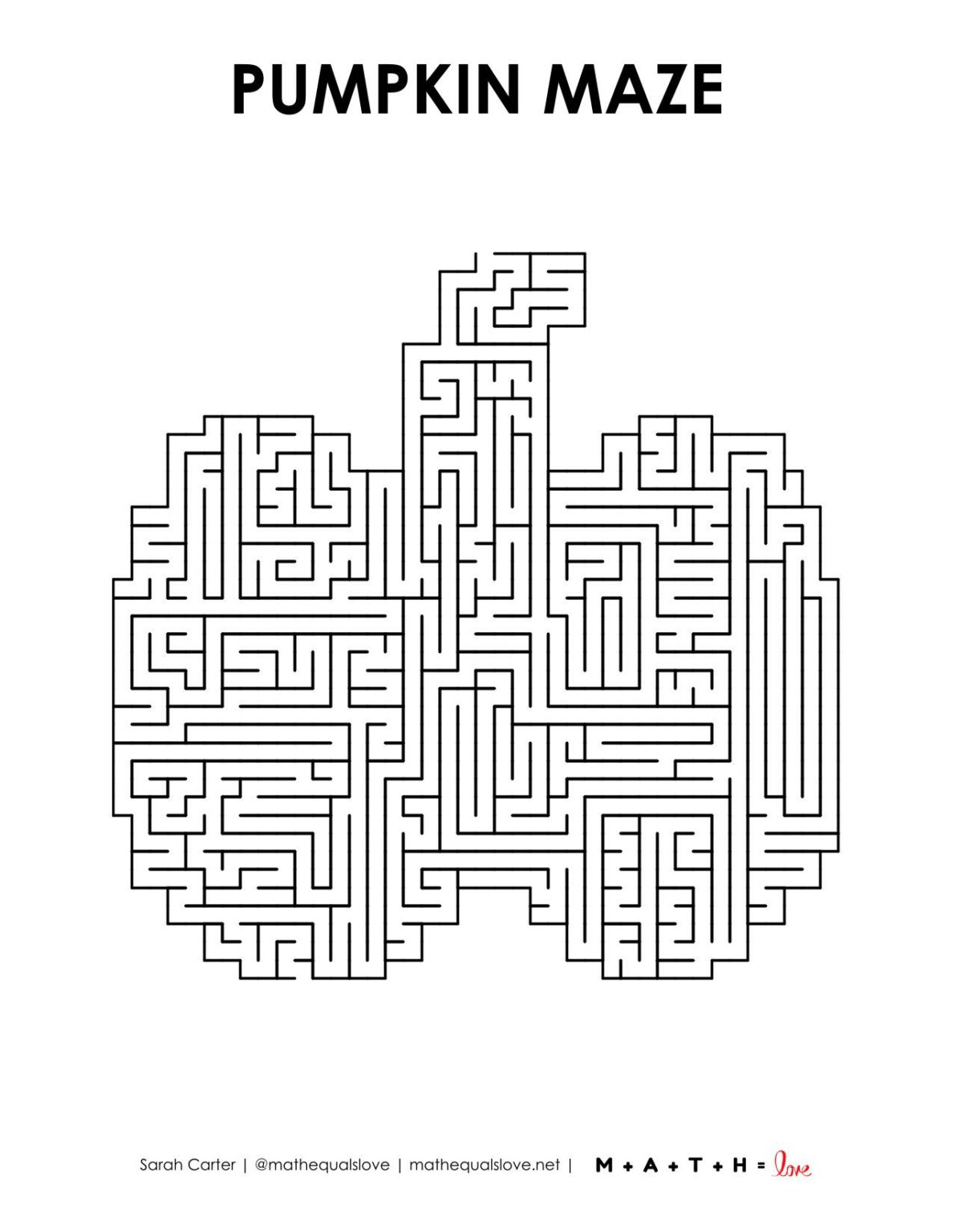 Pumpkin Maze Printable for Fall or Halloween | Math = Love