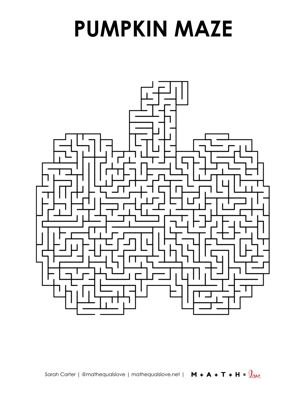 Pumpkin Maze Printable for Fall or Halloween | Math = Love