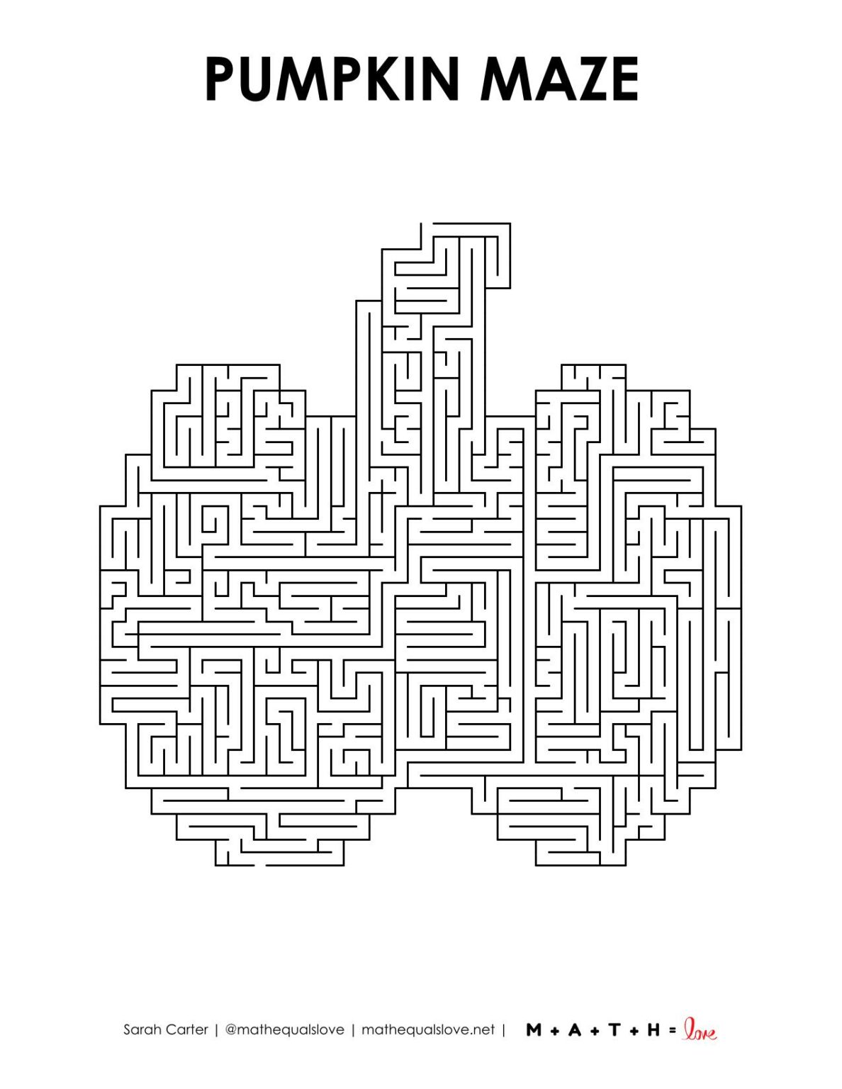 Pumpkin Maze Printable for Fall or Halloween | Math = Love