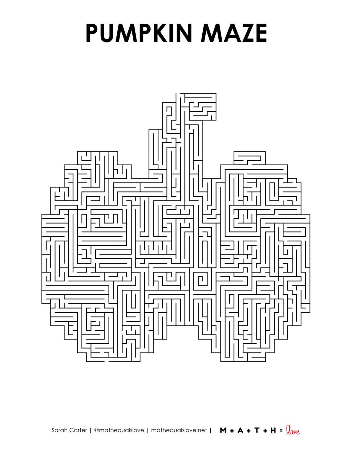 Pumpkin Maze Printable for Fall or Halloween | Math = Love