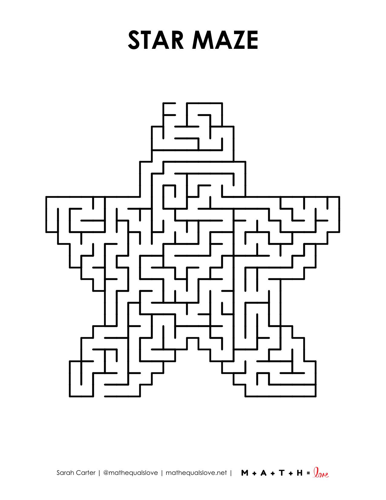 Star Maze Printable | Math = Love
