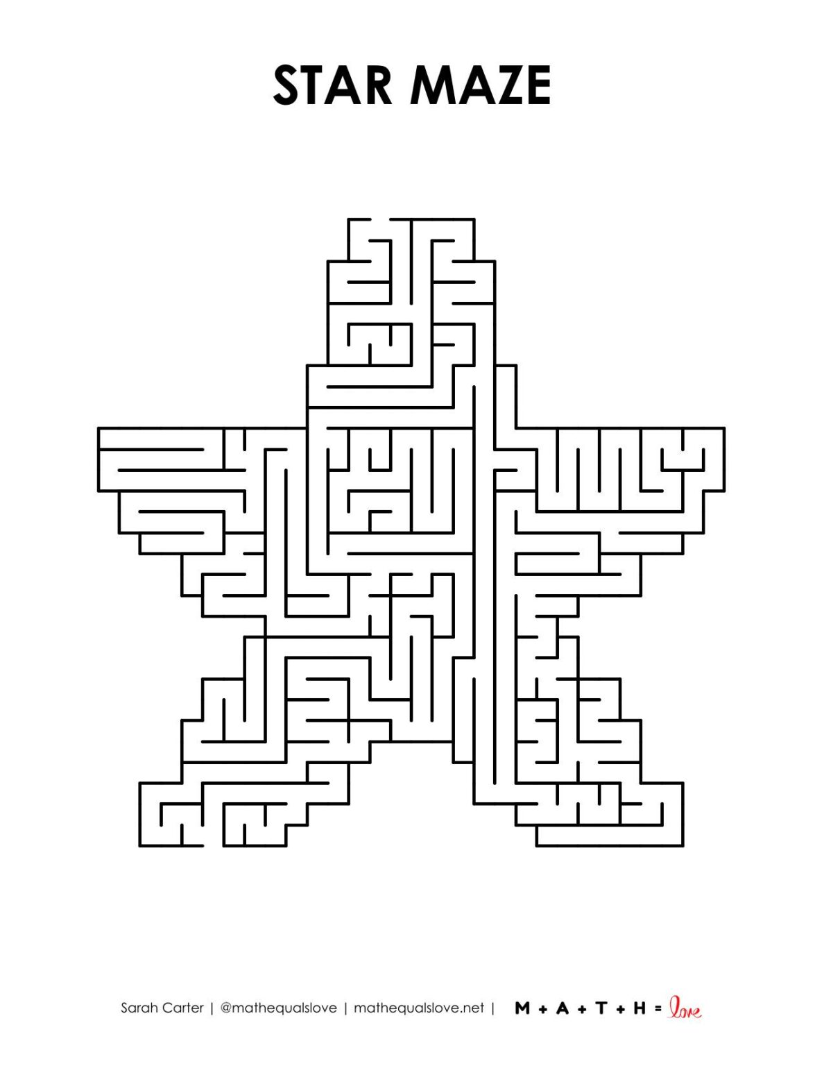 Star Maze Printable | Math = Love