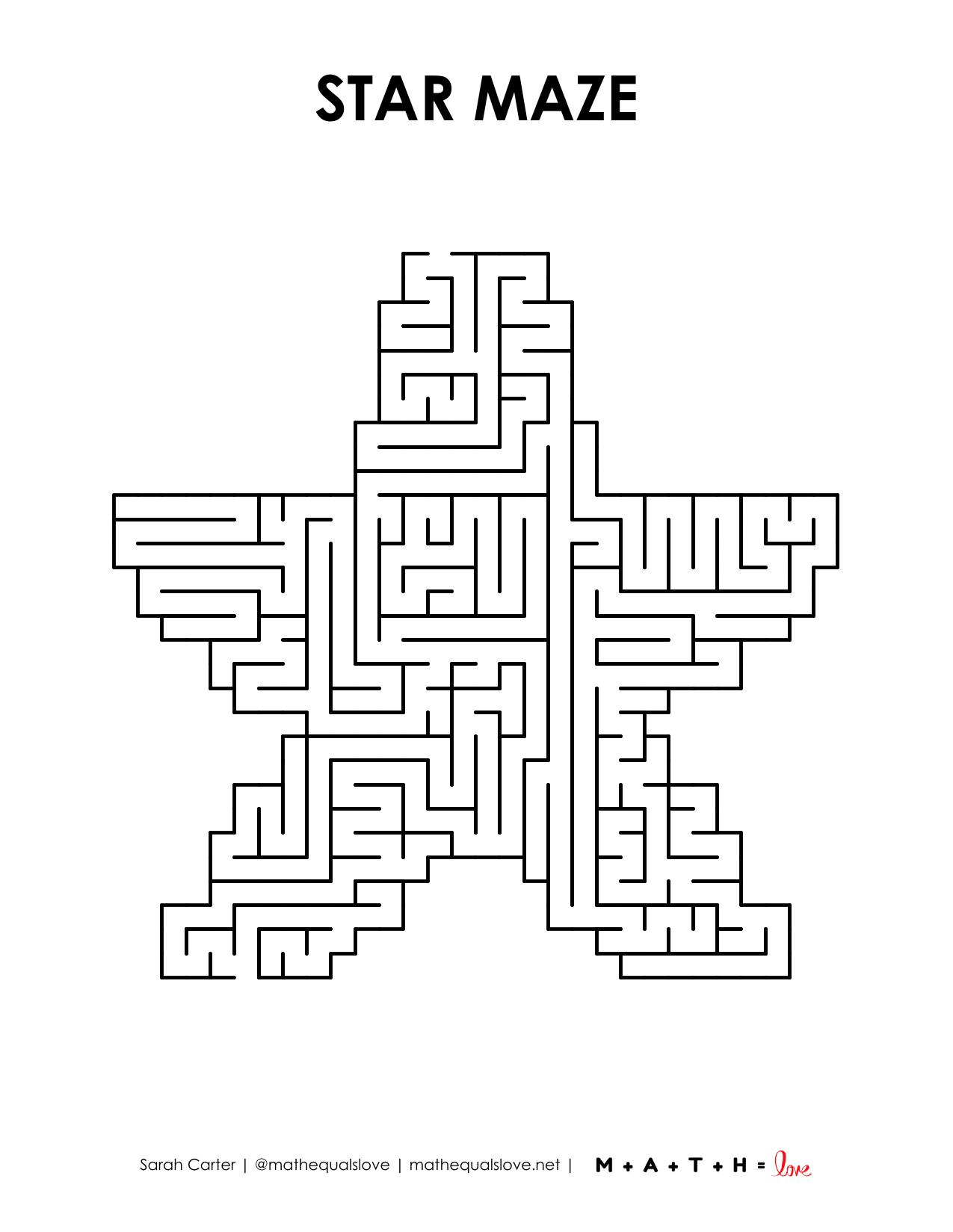 Star Maze Printable | Math = Love