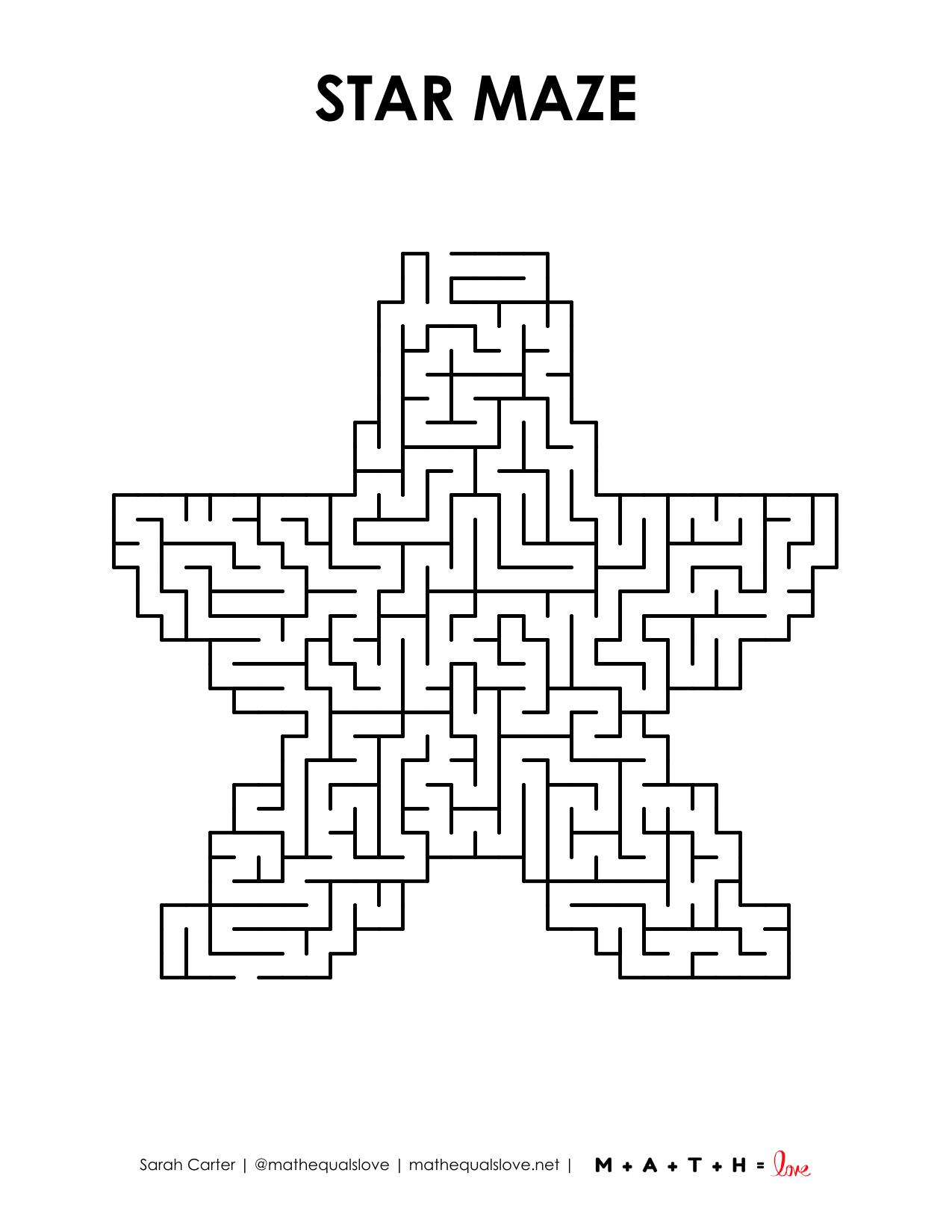 Star Maze Printable | Math = Love