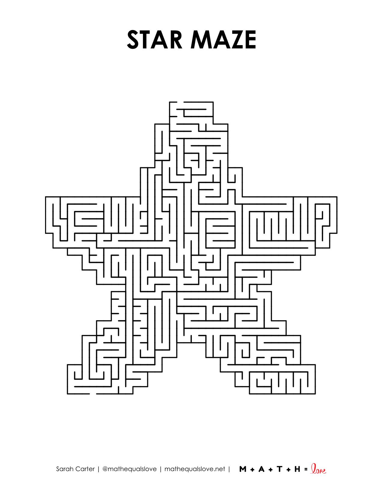 Star Maze Printable | Math = Love