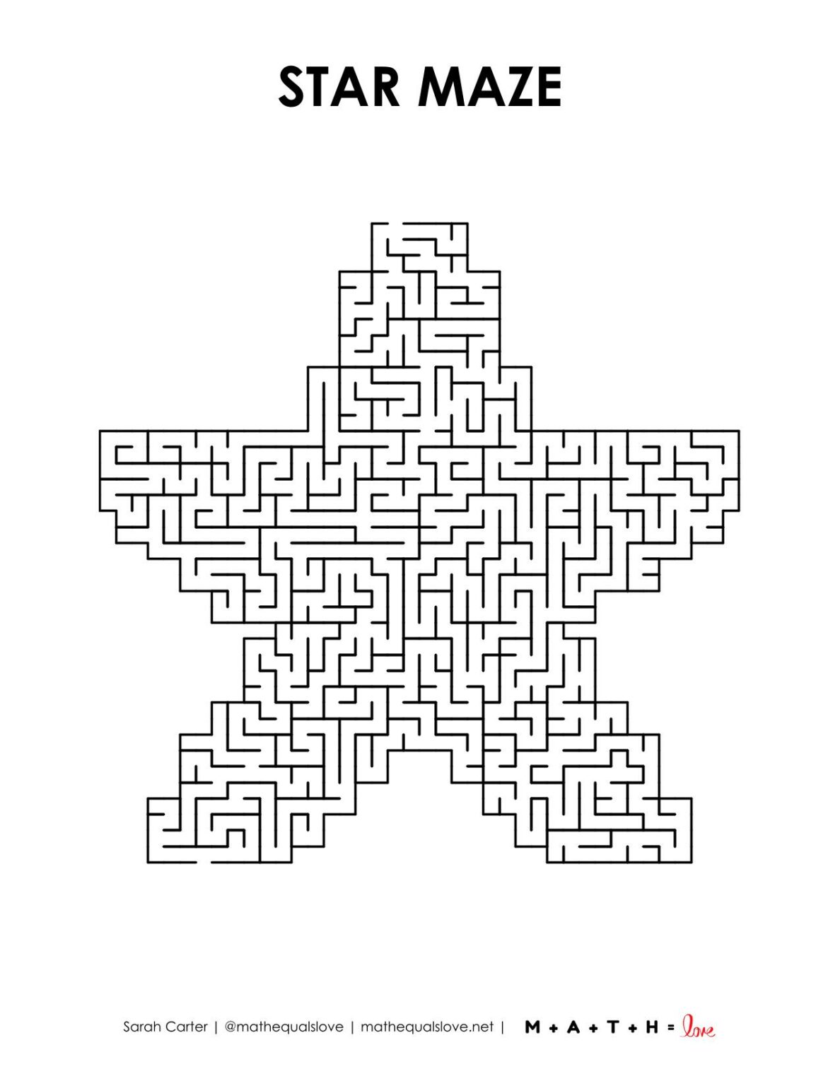 Star Maze Printable | Math = Love