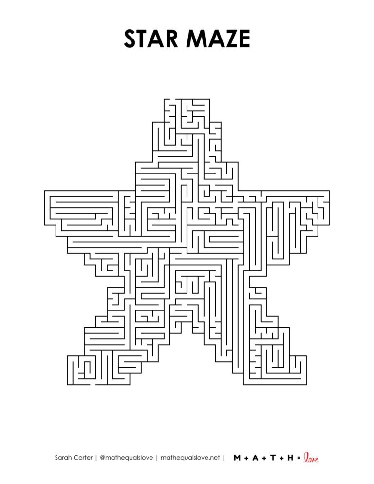 Star Maze Printable | Math = Love