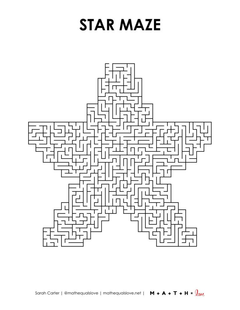 Star Maze Printable | Math = Love