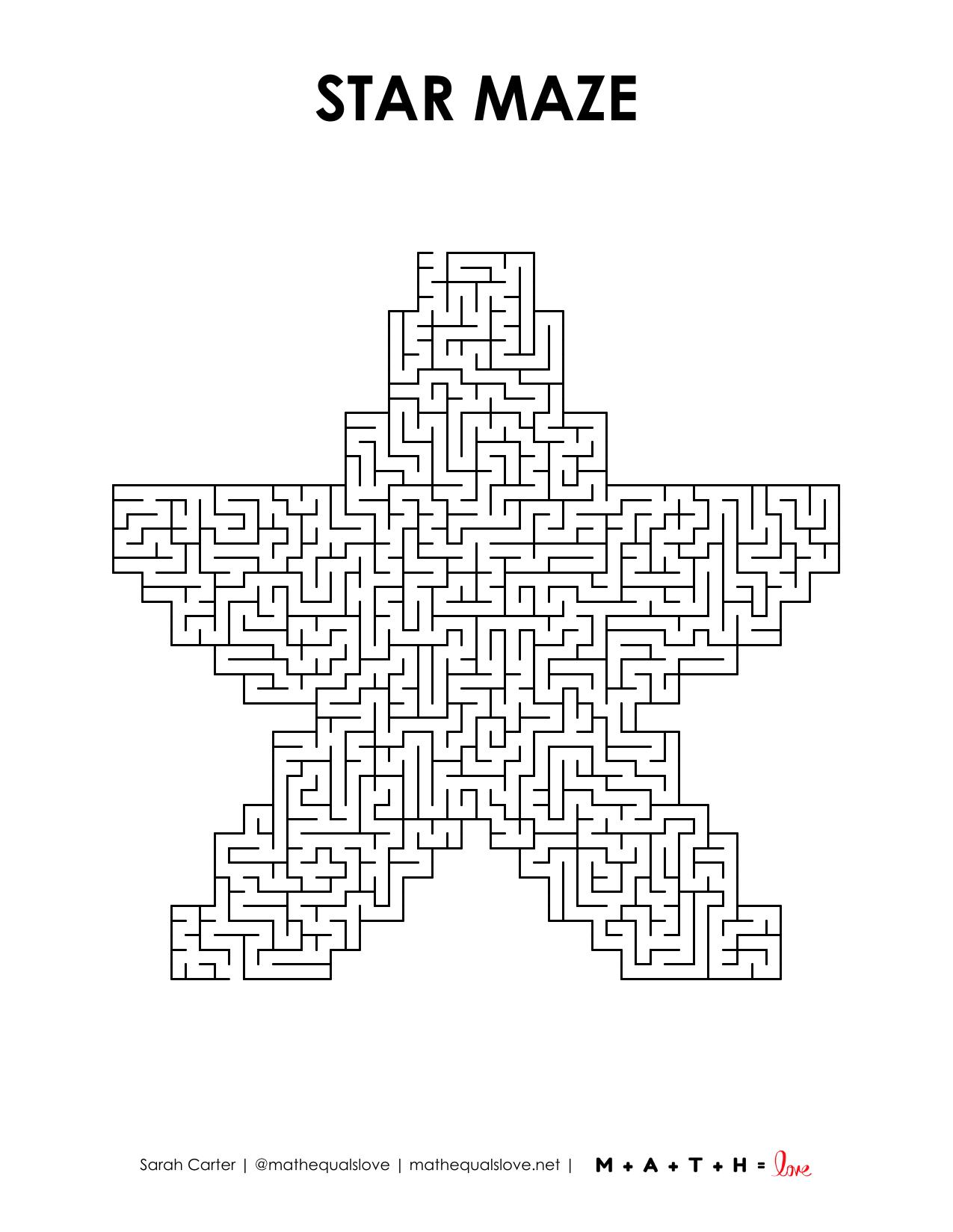 Star Maze Printable | Math = Love