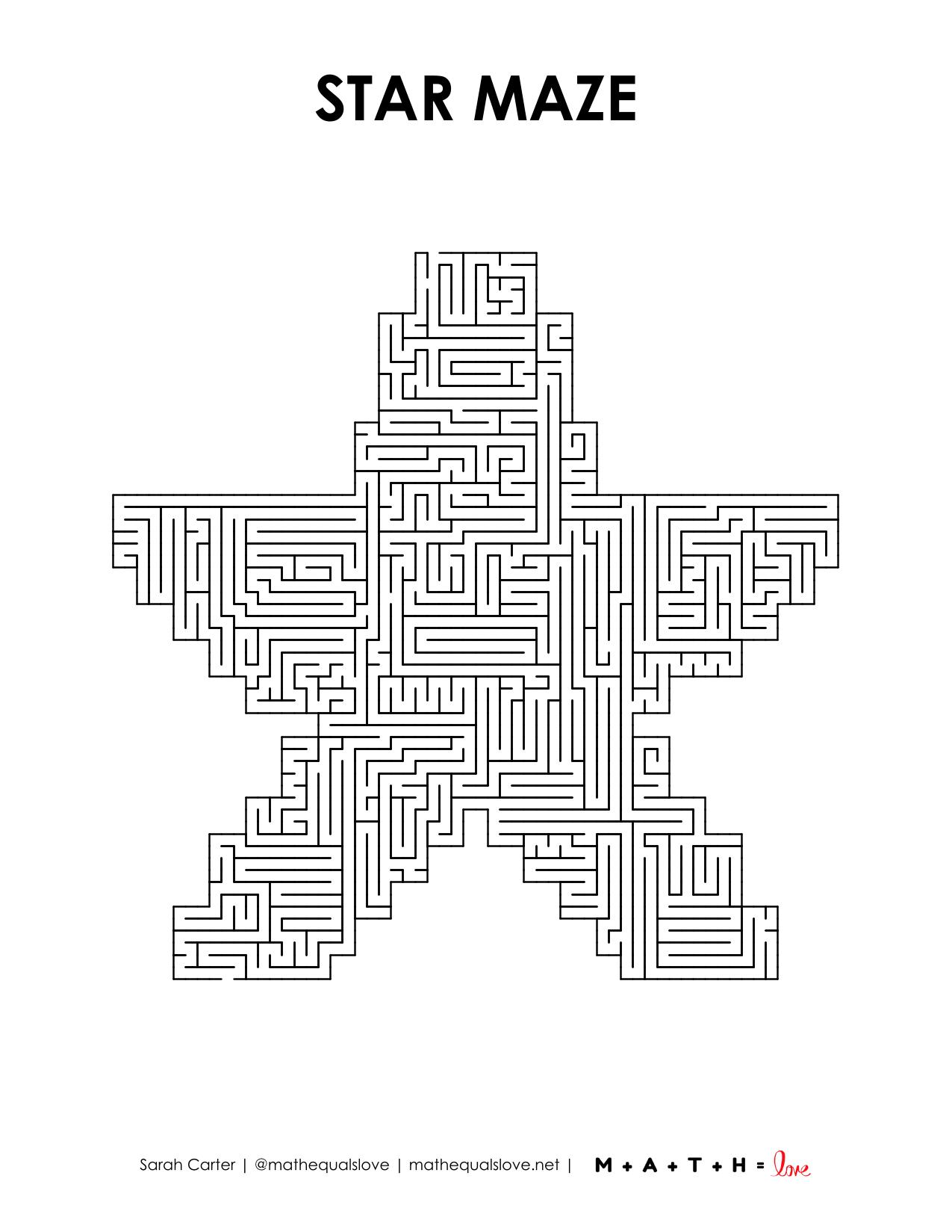 Star Maze Printable | Math = Love
