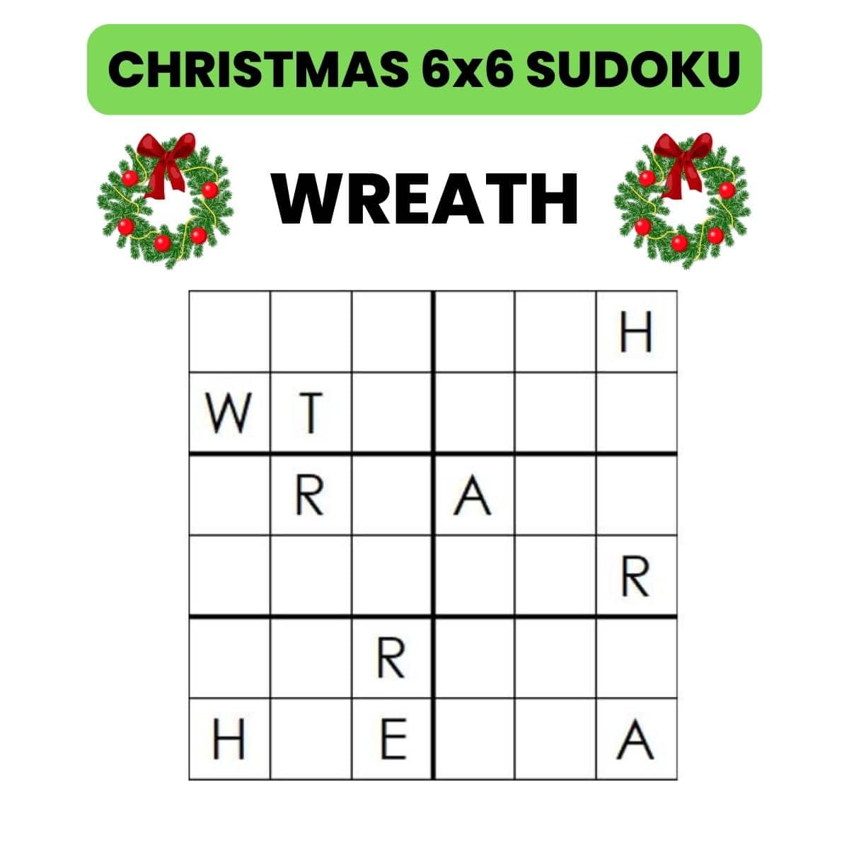 Christmas 6x6 Sudoku Puzzles [Free Printable PDF]