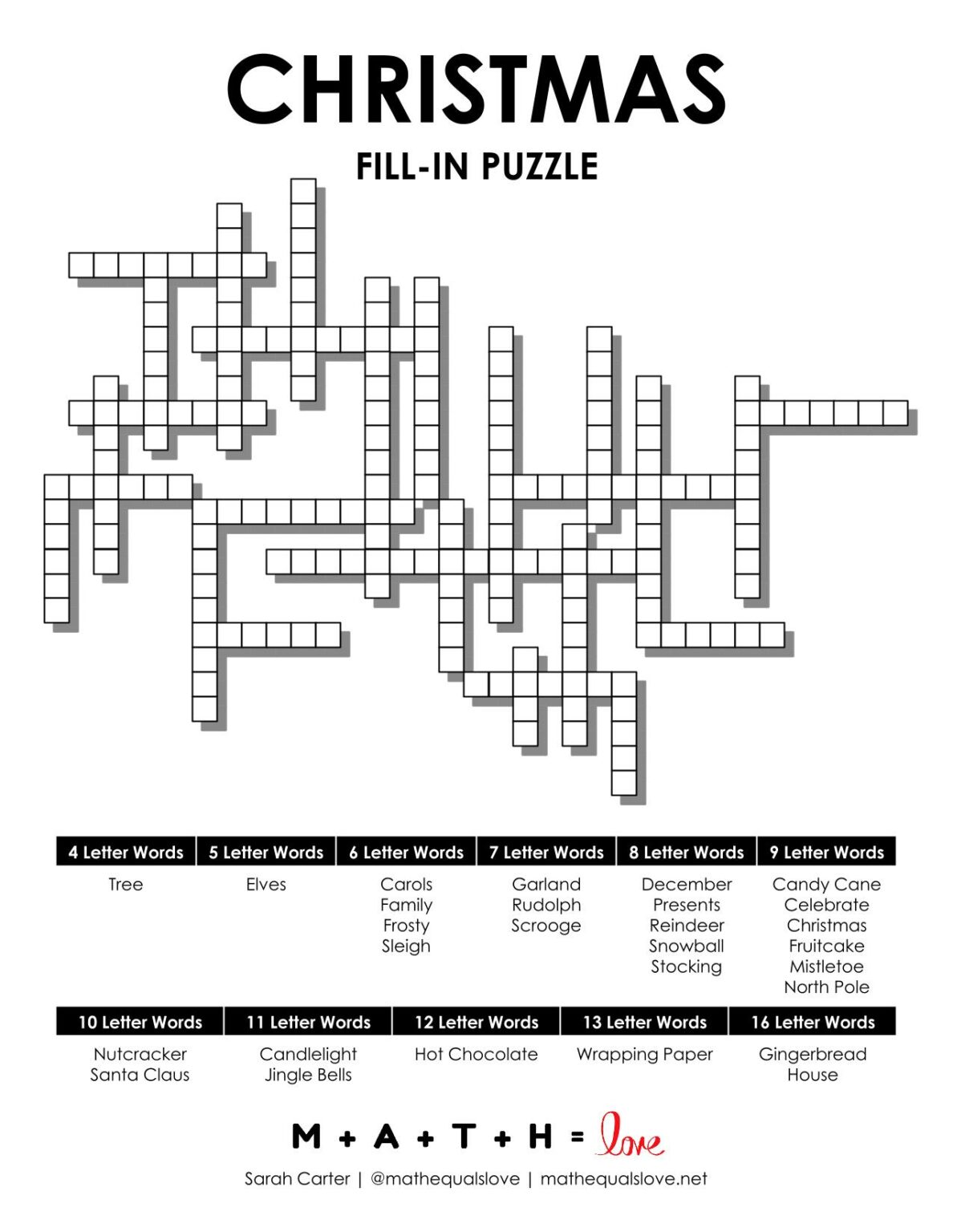 Christmas Fill-In Puzzle [Free Printable PDF]